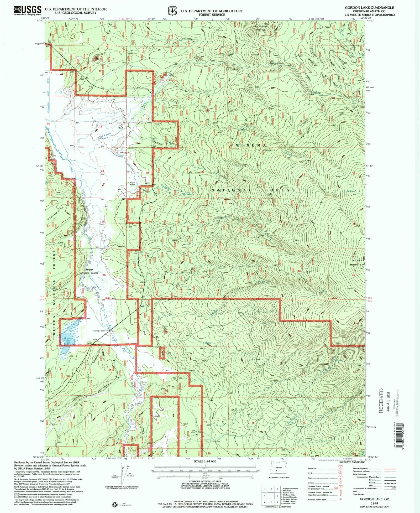 Classic USGS Gordon Lake Oregon 7.5'x7.5' Topo Map – MyTopo Map Store