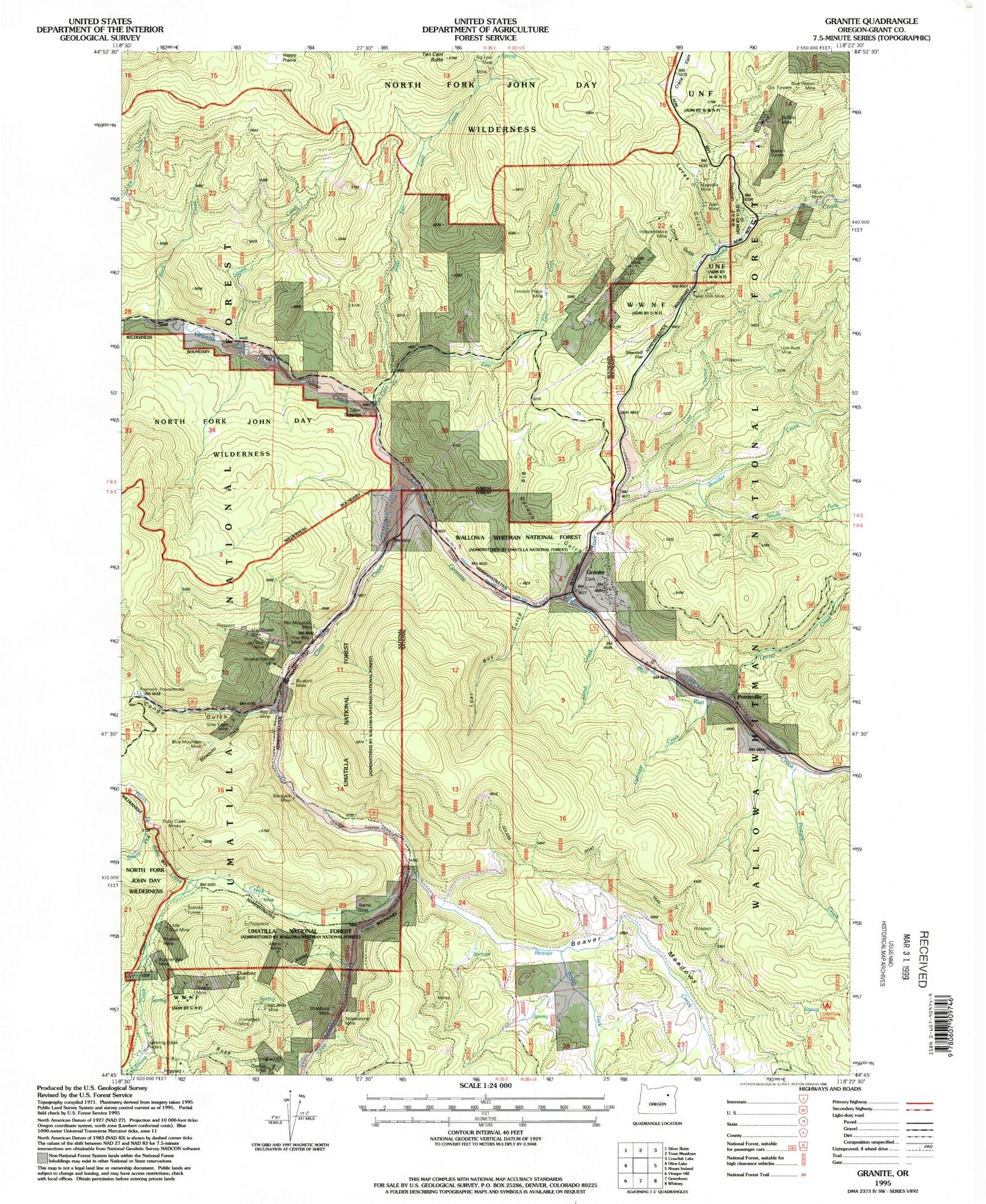 Classic USGS Granite Oregon 7.5'x7.5' Topo Map – MyTopo Map Store