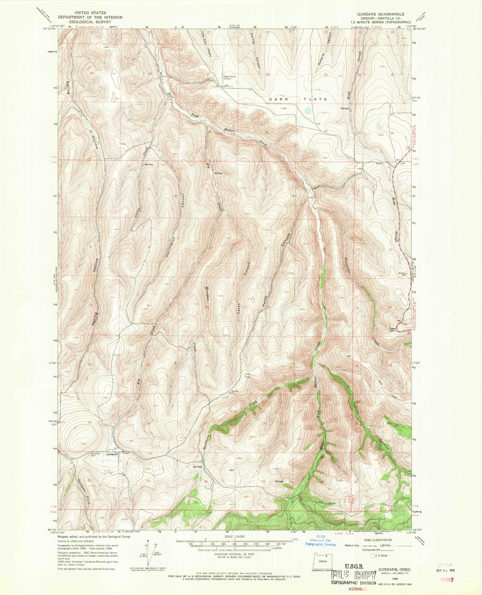 Classic USGS Gurdane Oregon 7.5'x7.5' Topo Map – MyTopo Map Store