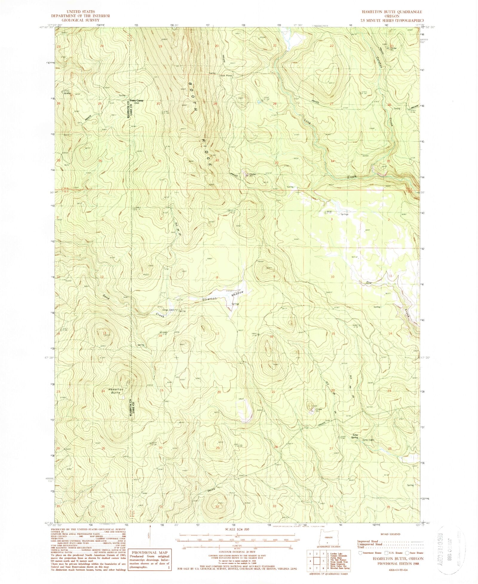 Classic USGS Hamelton Butte Oregon 7.5'x7.5' Topo Map – MyTopo Map Store