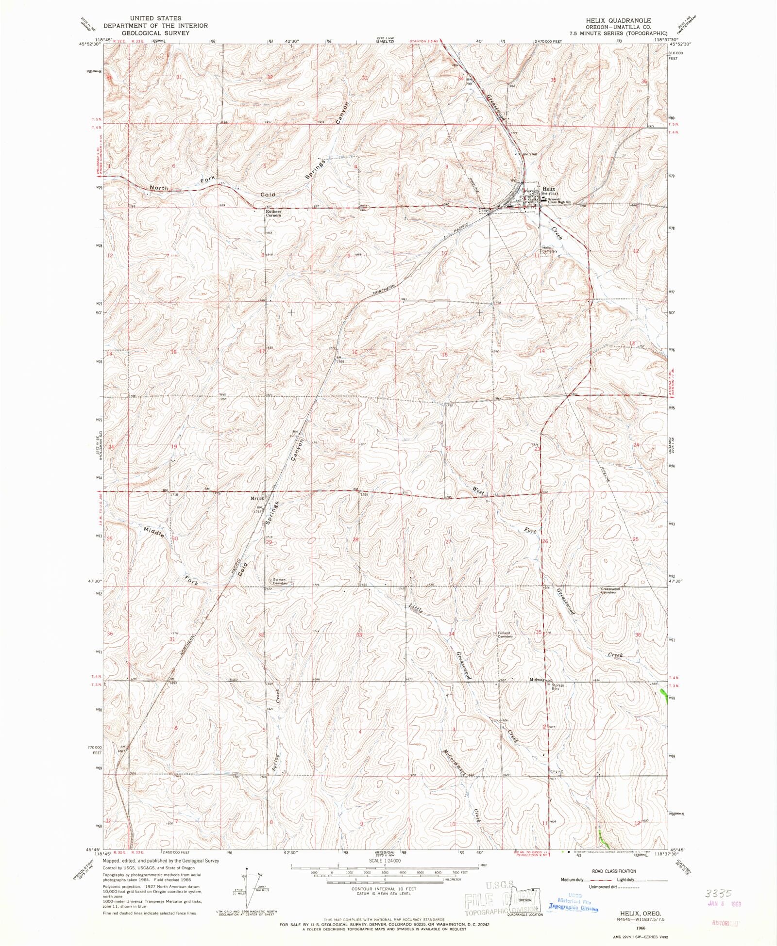 Classic USGS Helix Oregon 7.5'x7.5' Topo Map – MyTopo Map Store