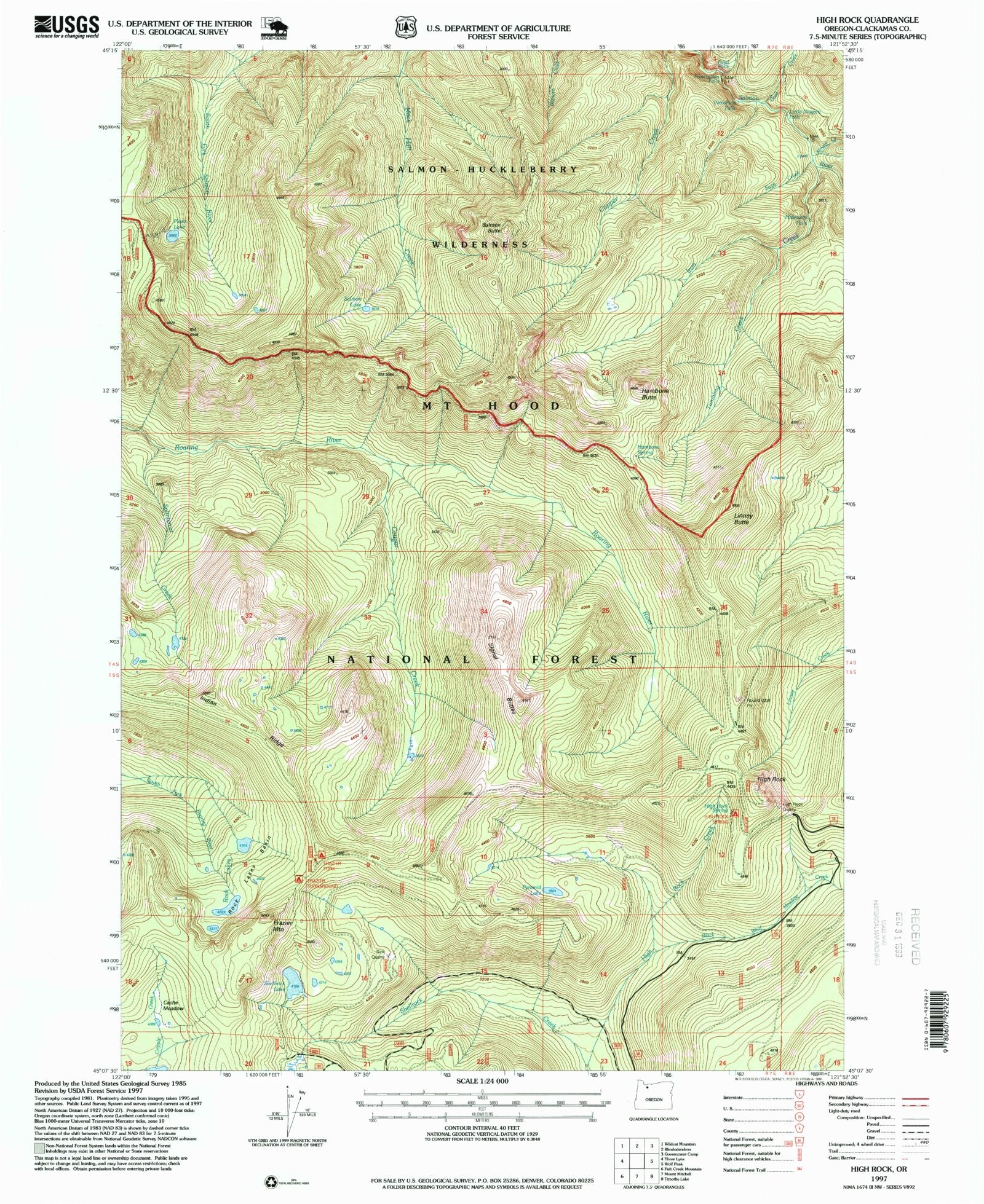 Classic USGS High Rock Oregon 7.5'x7.5' Topo Map – MyTopo Map Store