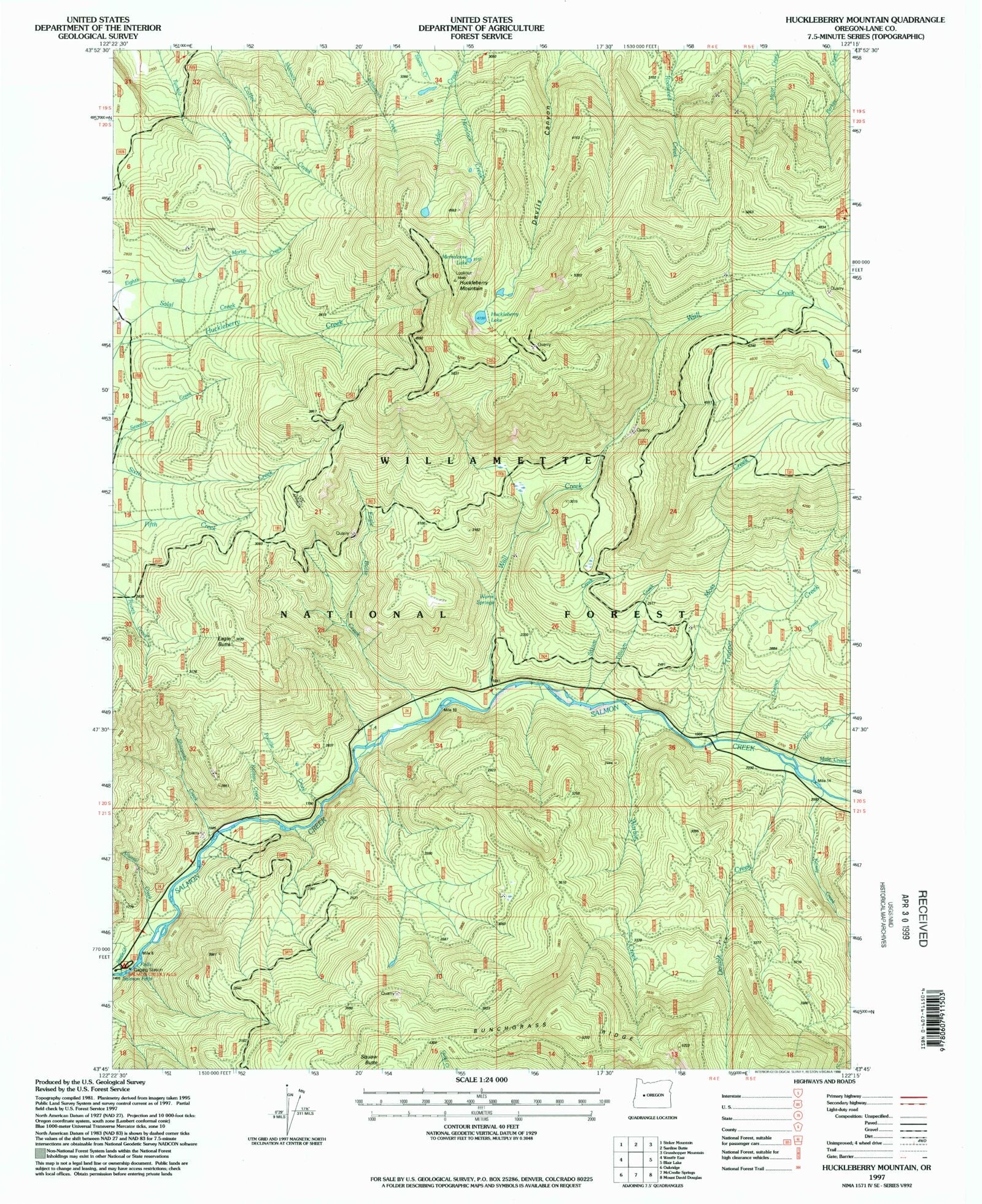 Classic USGS Huckleberry Mountain Oregon 7.5'x7.5' Topo Map – MyTopo ...