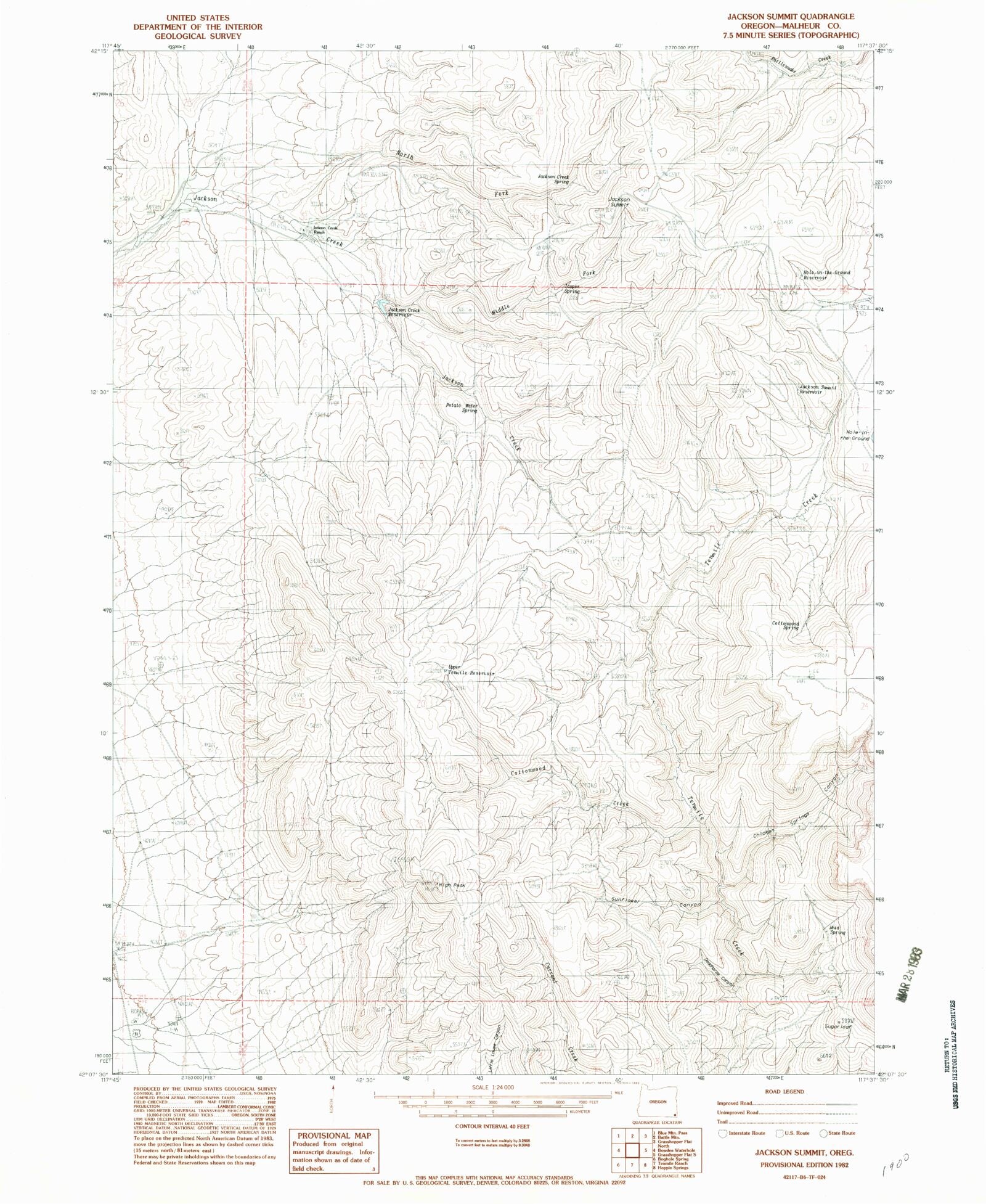 Classic USGS Jackson Summit Oregon 7.5'x7.5' Topo Map – MyTopo Map Store