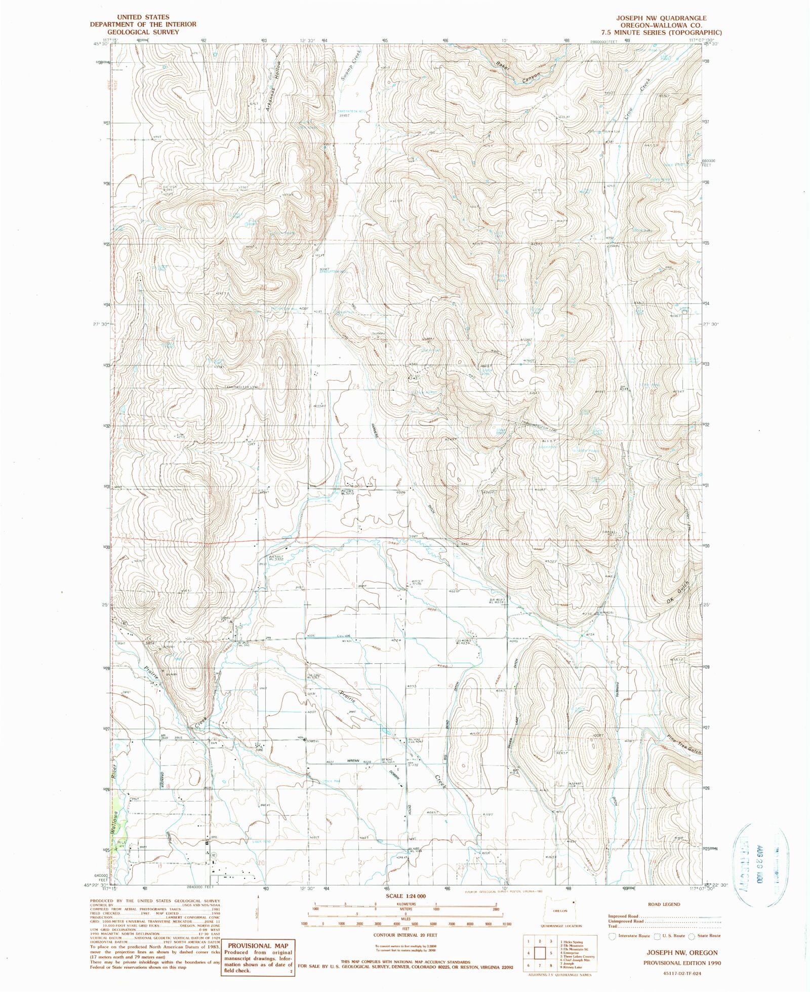 Classic USGS Joseph NW Oregon 7.5'x7.5' Topo Map – MyTopo Map Store