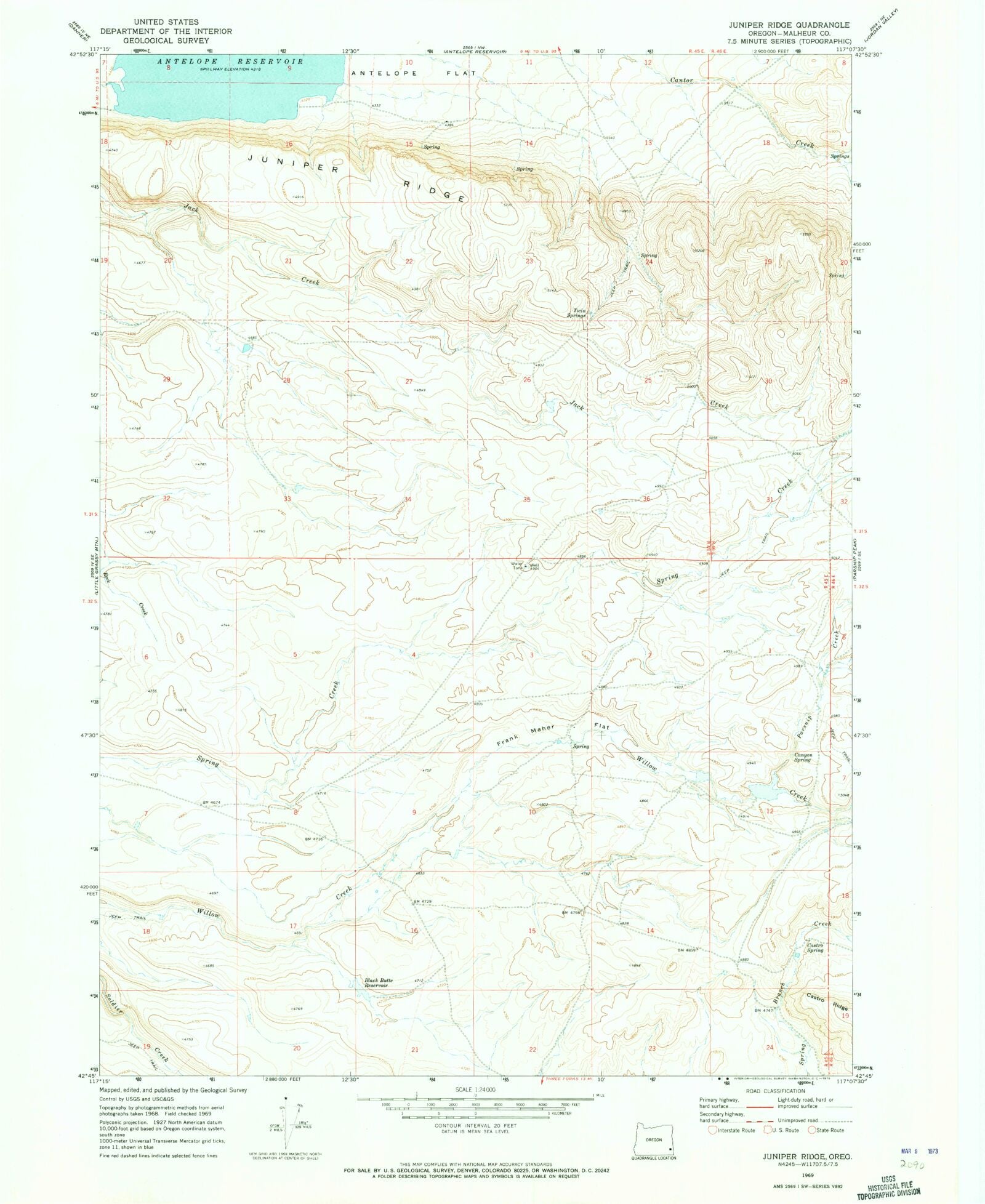 Classic USGS Juniper Ridge Oregon 7.5'x7.5' Topo Map – MyTopo Map Store