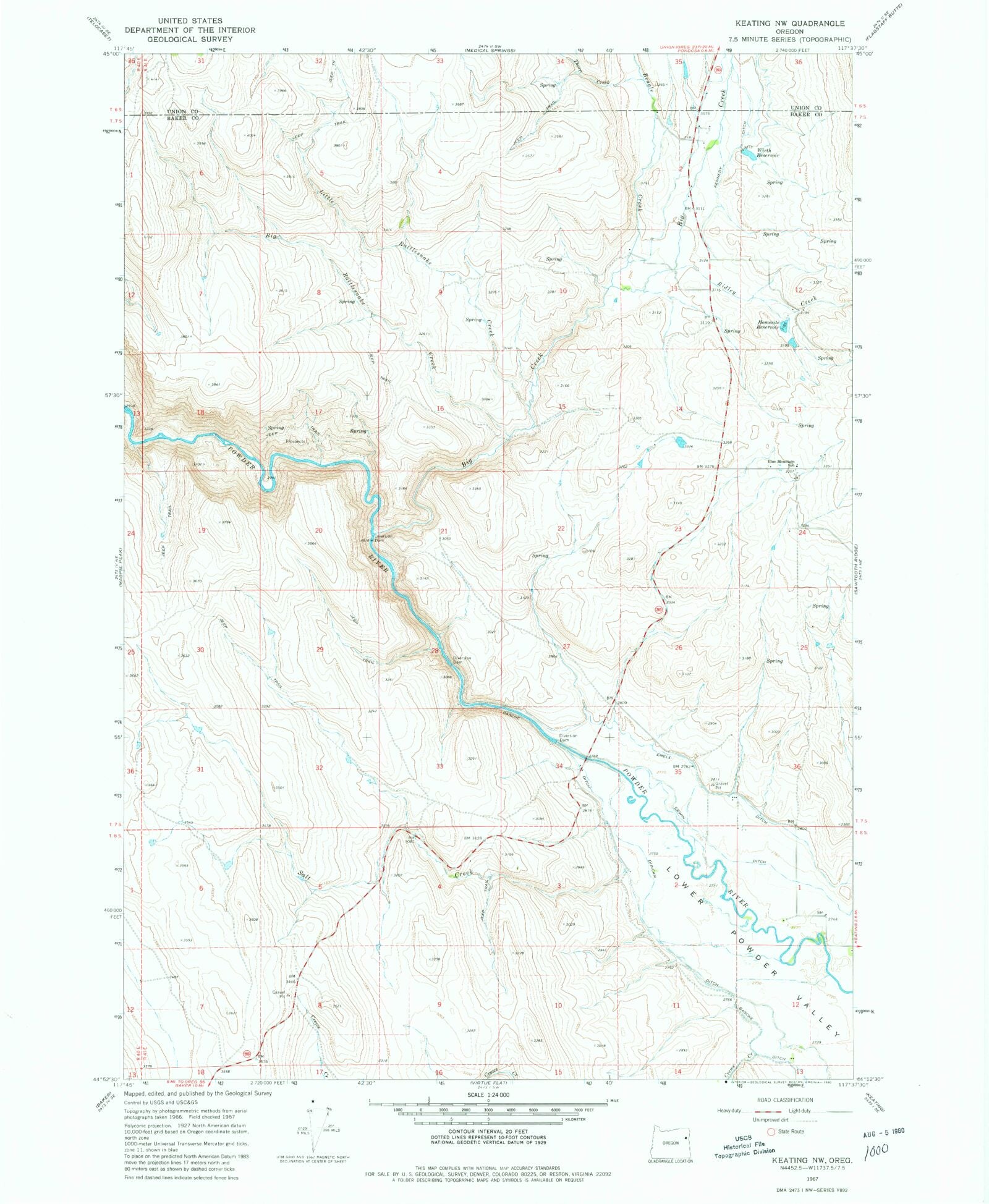 Classic USGS Keating NW Oregon 7.5'x7.5' Topo Map – MyTopo Map Store