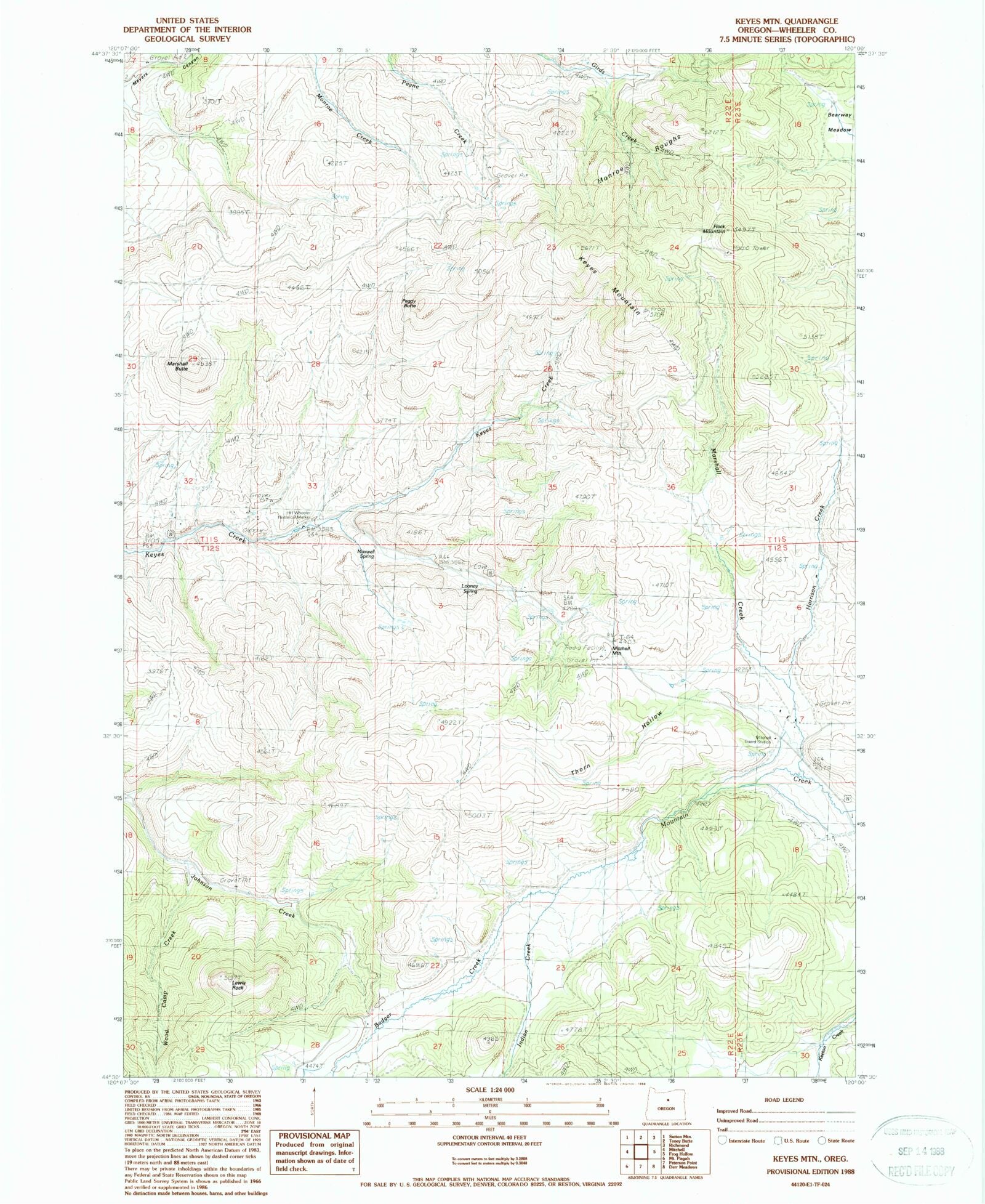 Classic USGS Keyes Mountain Oregon 7.5'x7.5' Topo Map – MyTopo Map Store