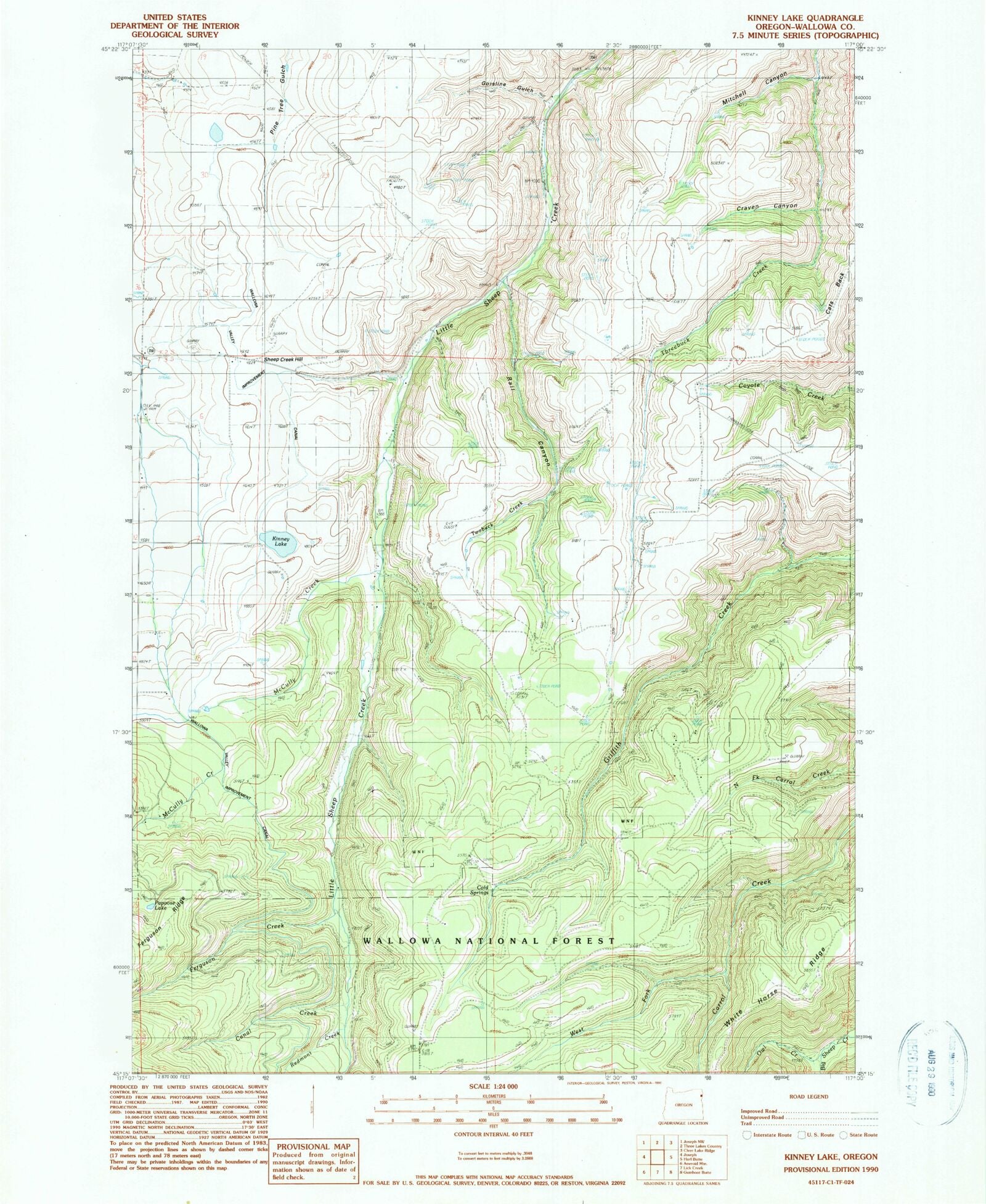 Classic USGS Kinney Lake Oregon 7.5'x7.5' Topo Map – MyTopo Map Store