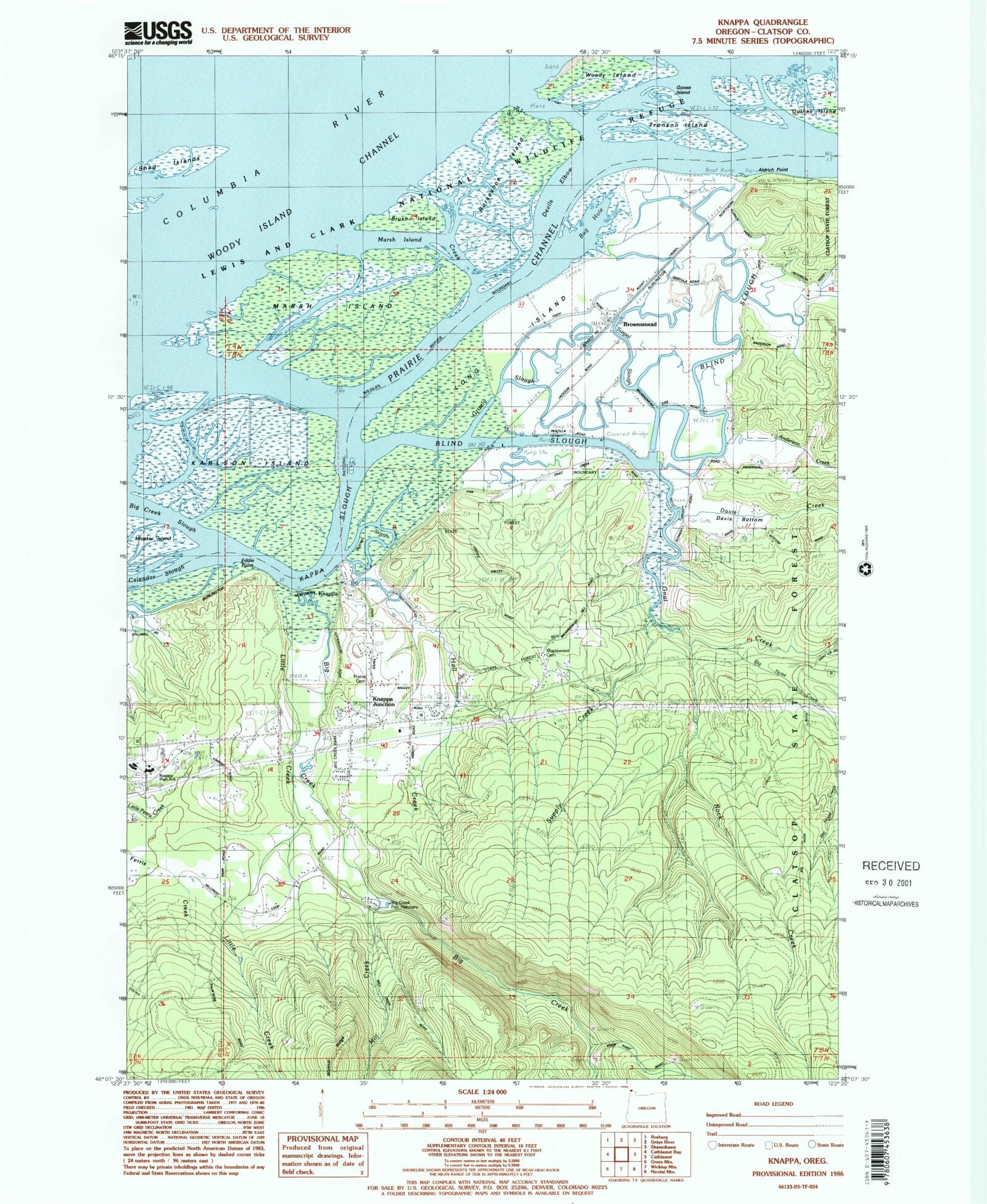 Classic USGS Knappa Oregon 7.5'x7.5' Topo Map – MyTopo Map Store