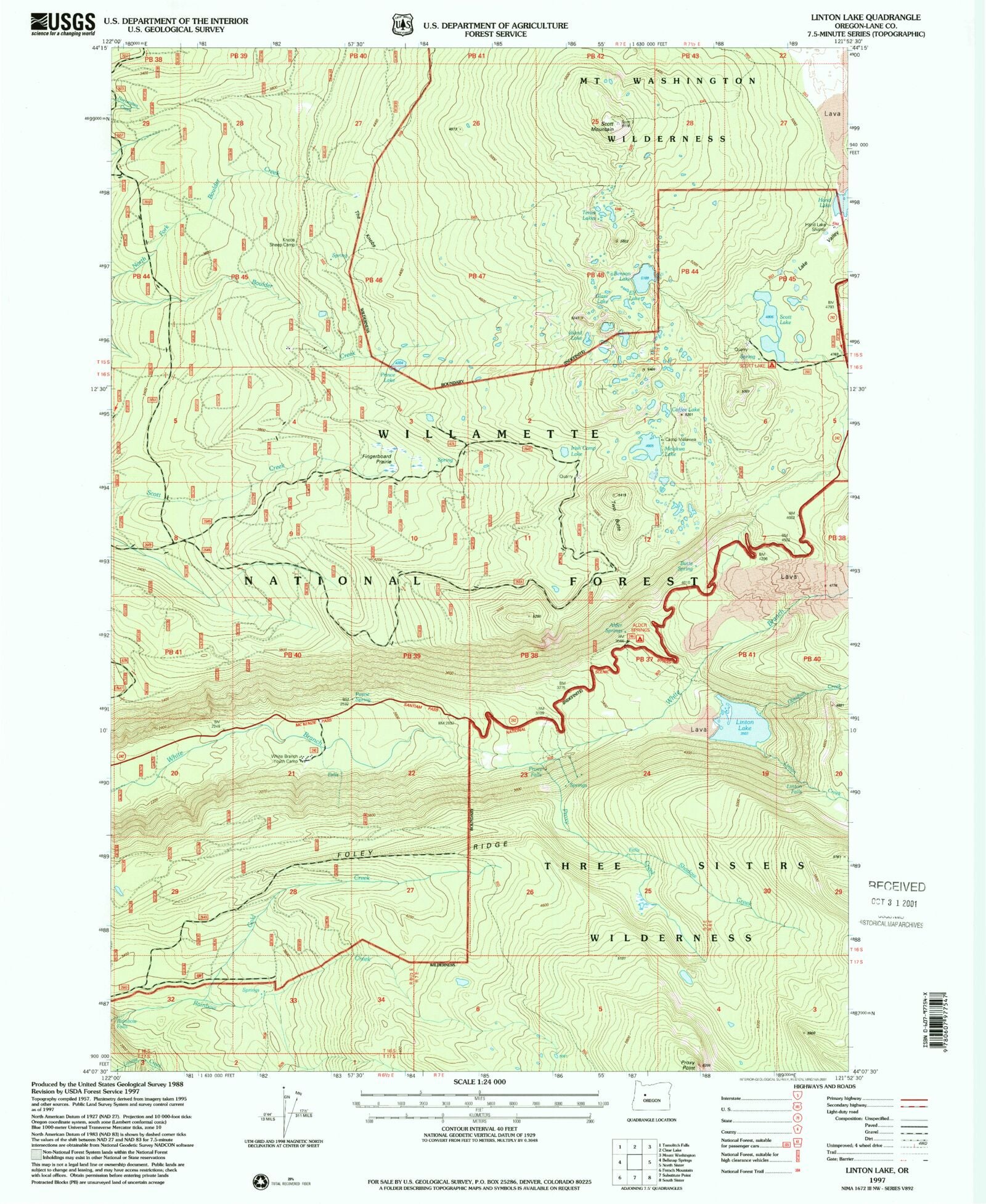 Classic USGS Linton Lake Oregon 7.5'x7.5' Topo Map – MyTopo Map Store