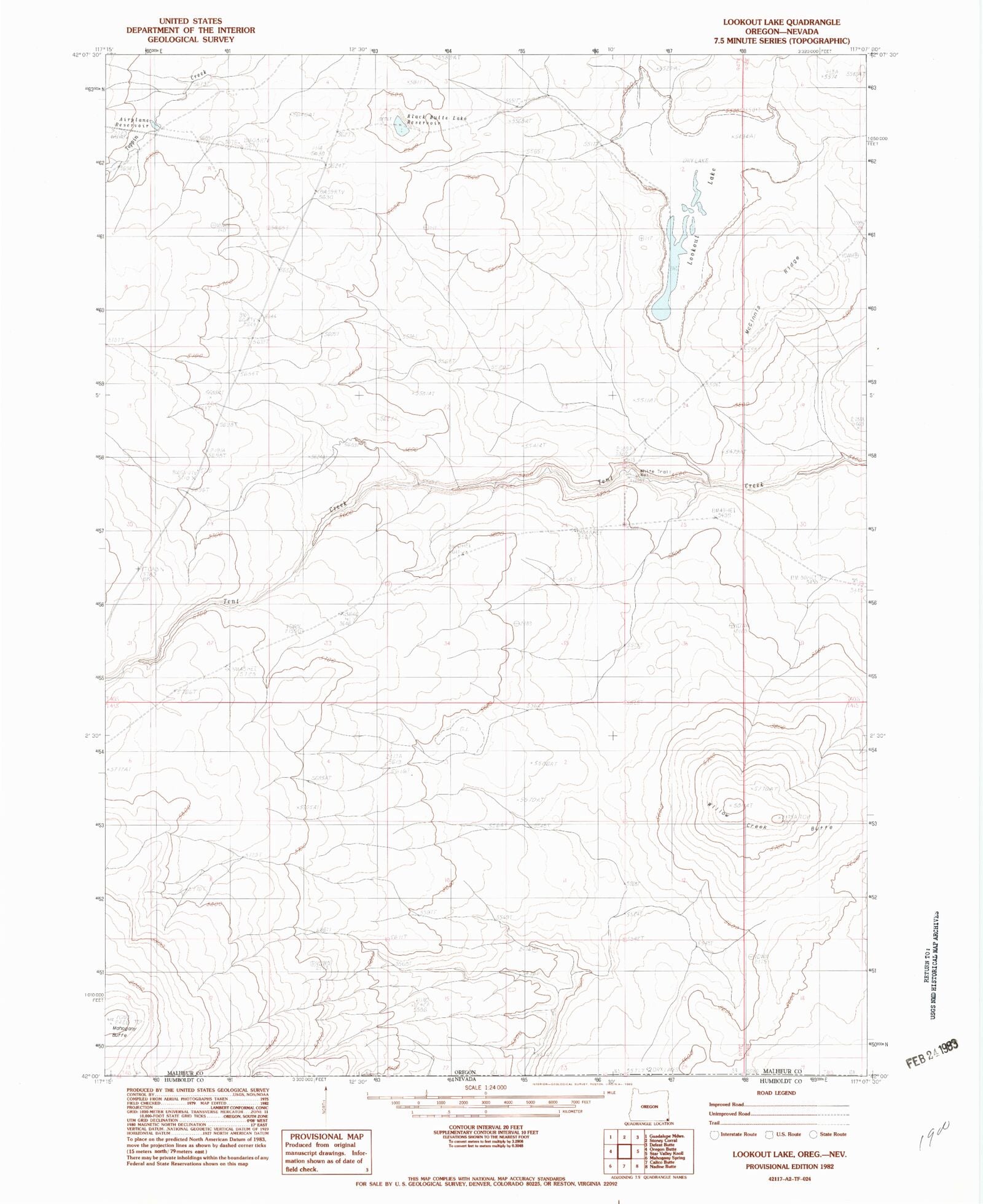 Classic USGS Lookout Lake Oregon 7.5'x7.5' Topo Map – MyTopo Map Store