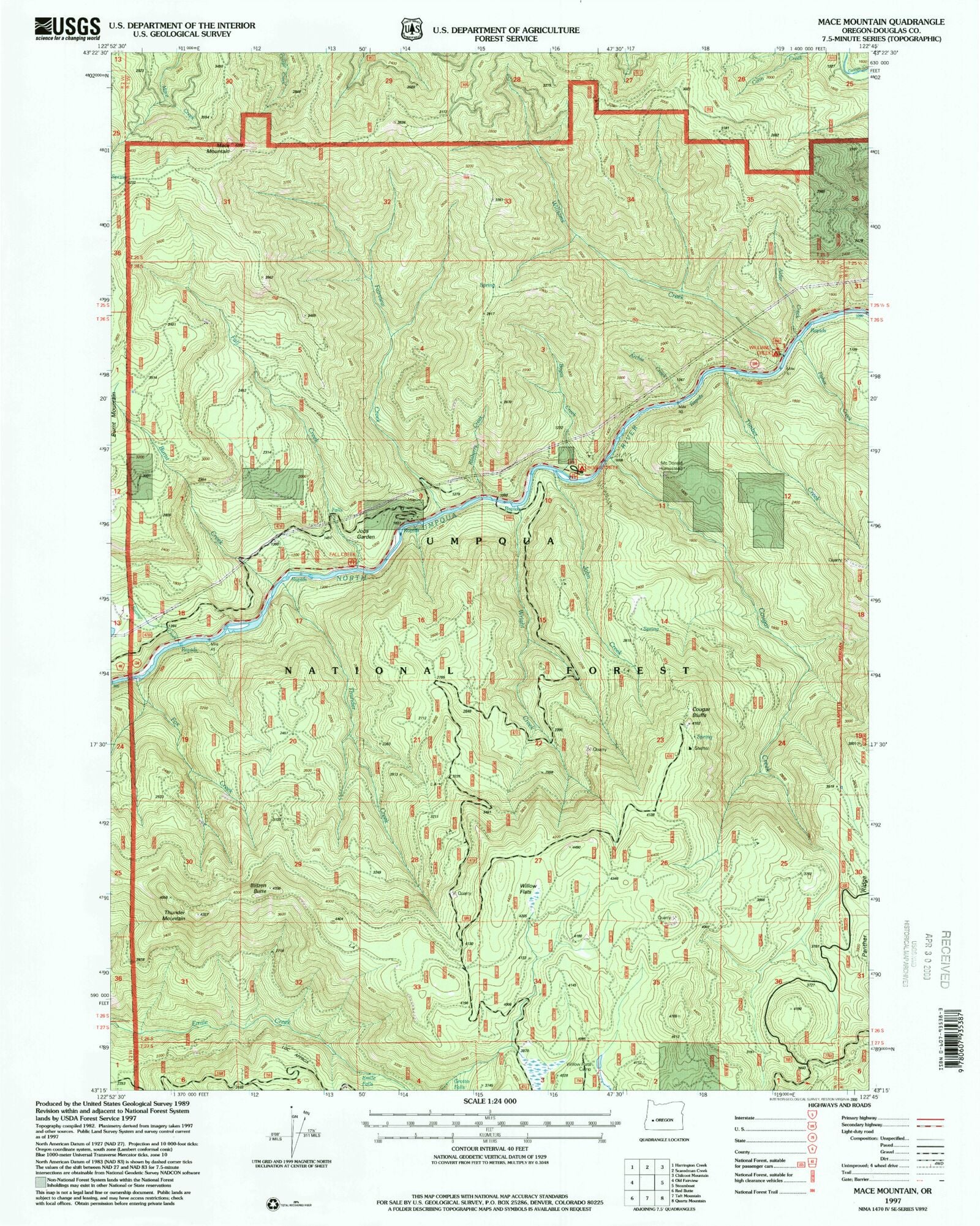 Classic USGS Mace Mountain Oregon 7.5'x7.5' Topo Map – MyTopo Map Store