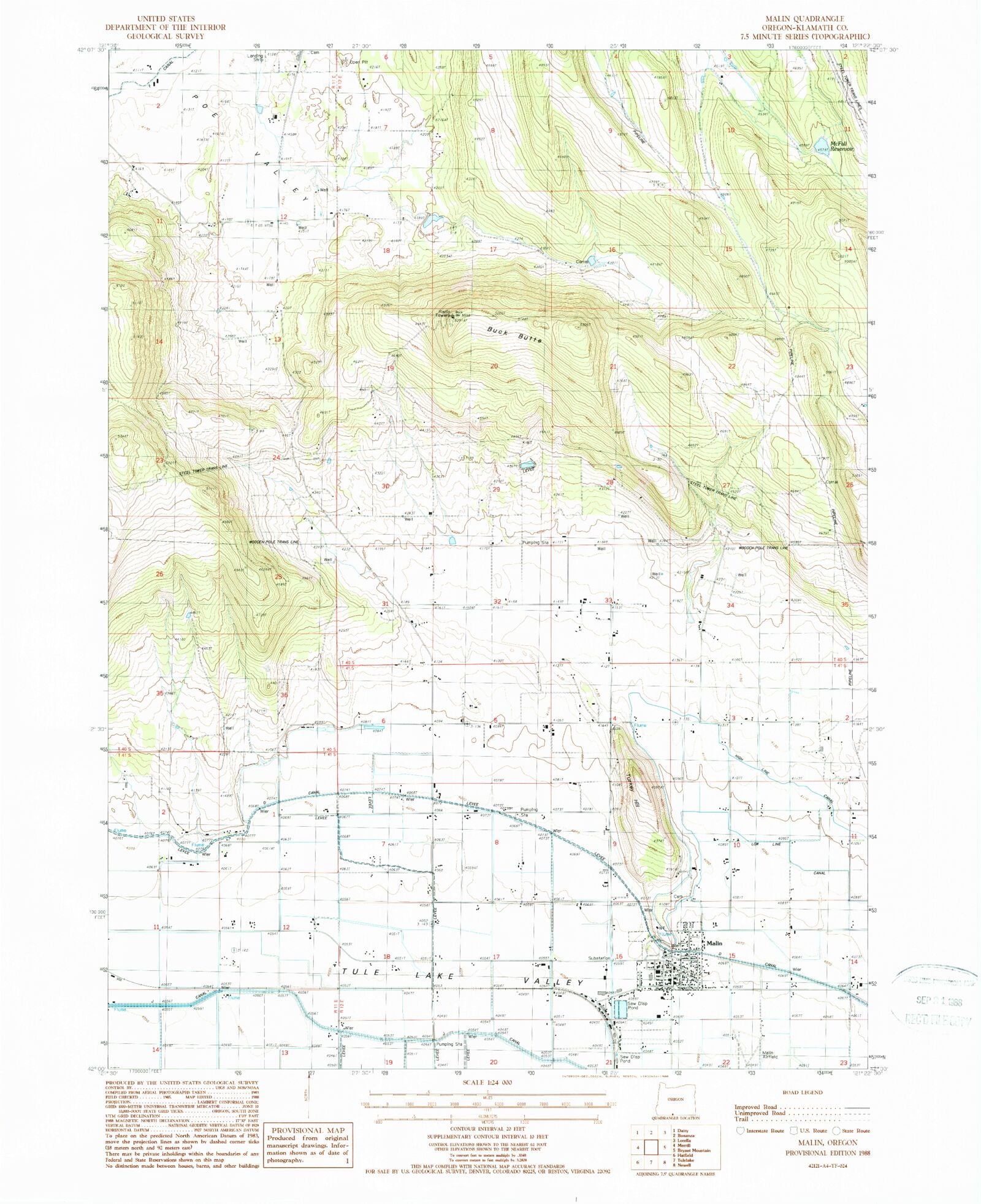 Classic USGS Malin Oregon 7.5'x7.5' Topo Map – MyTopo Map Store