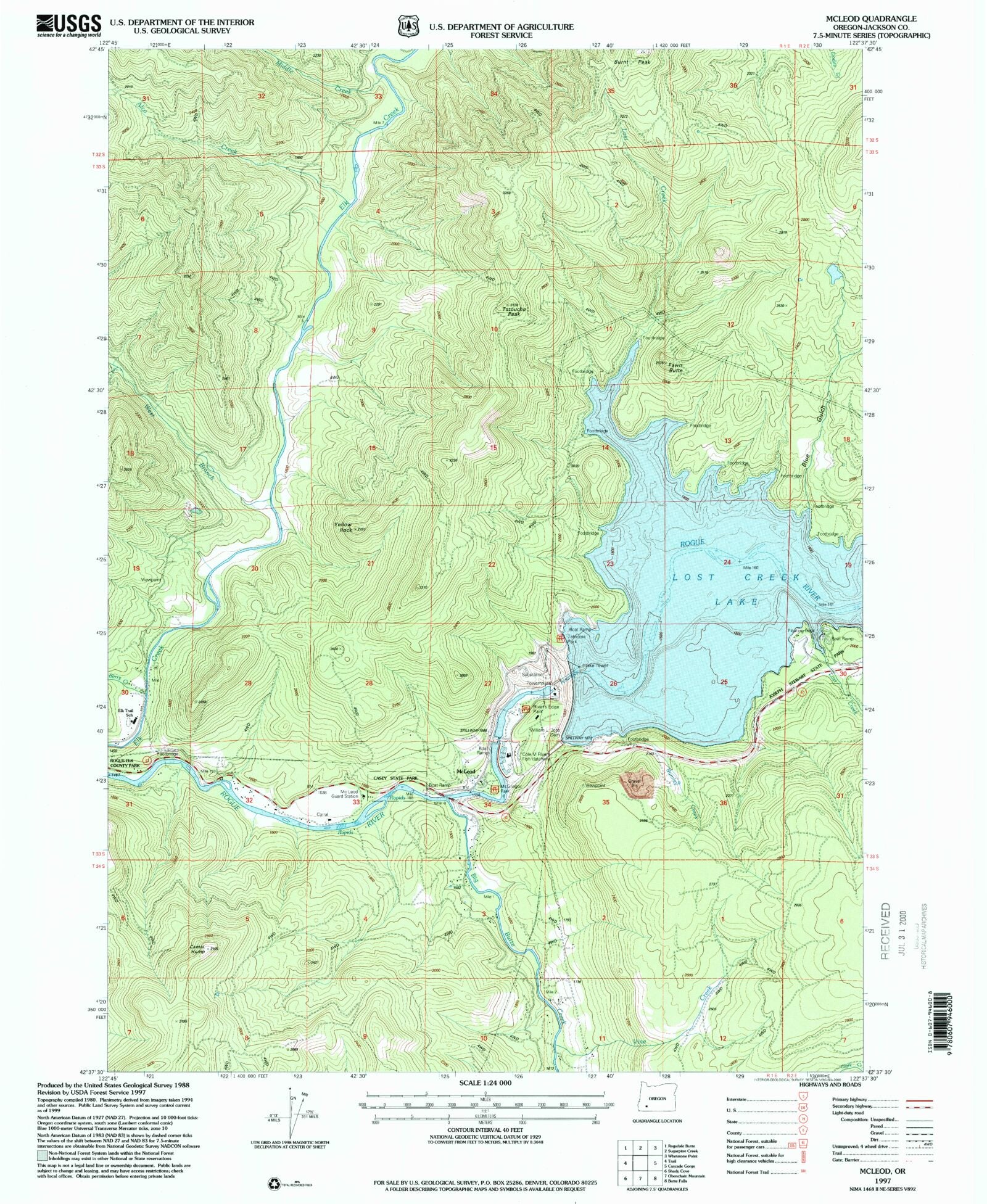 Classic USGS McLeod Oregon 7.5'x7.5' Topo Map – MyTopo Map Store