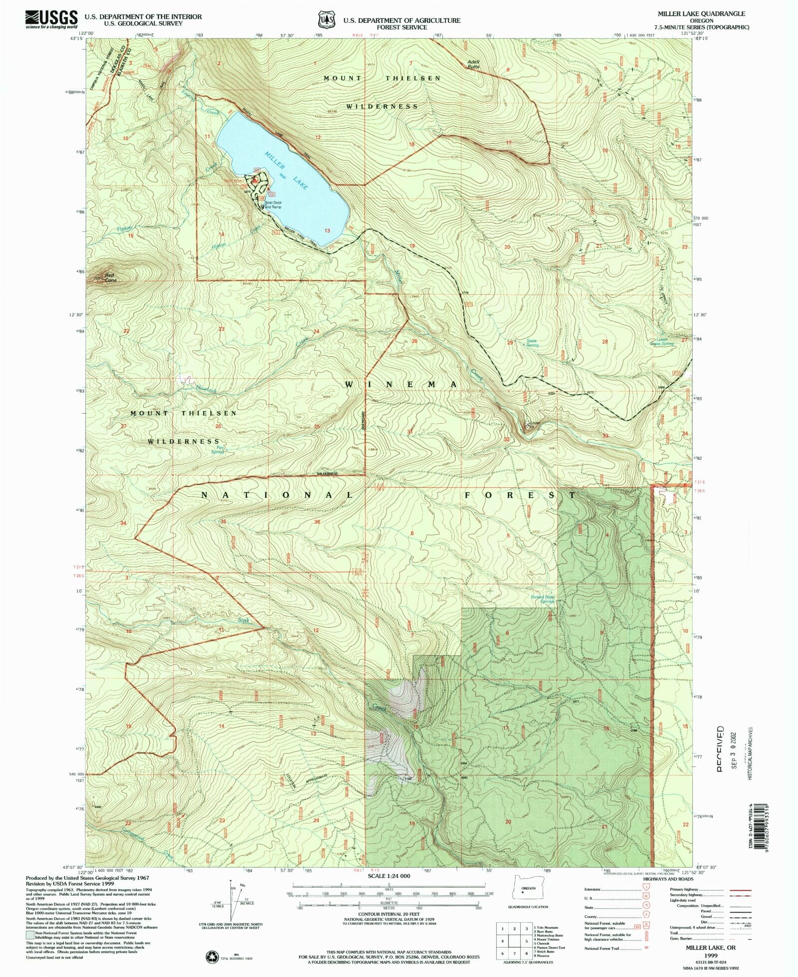 Classic USGS Miller Lake Oregon 7.5'x7.5' Topo Map – MyTopo Map Store