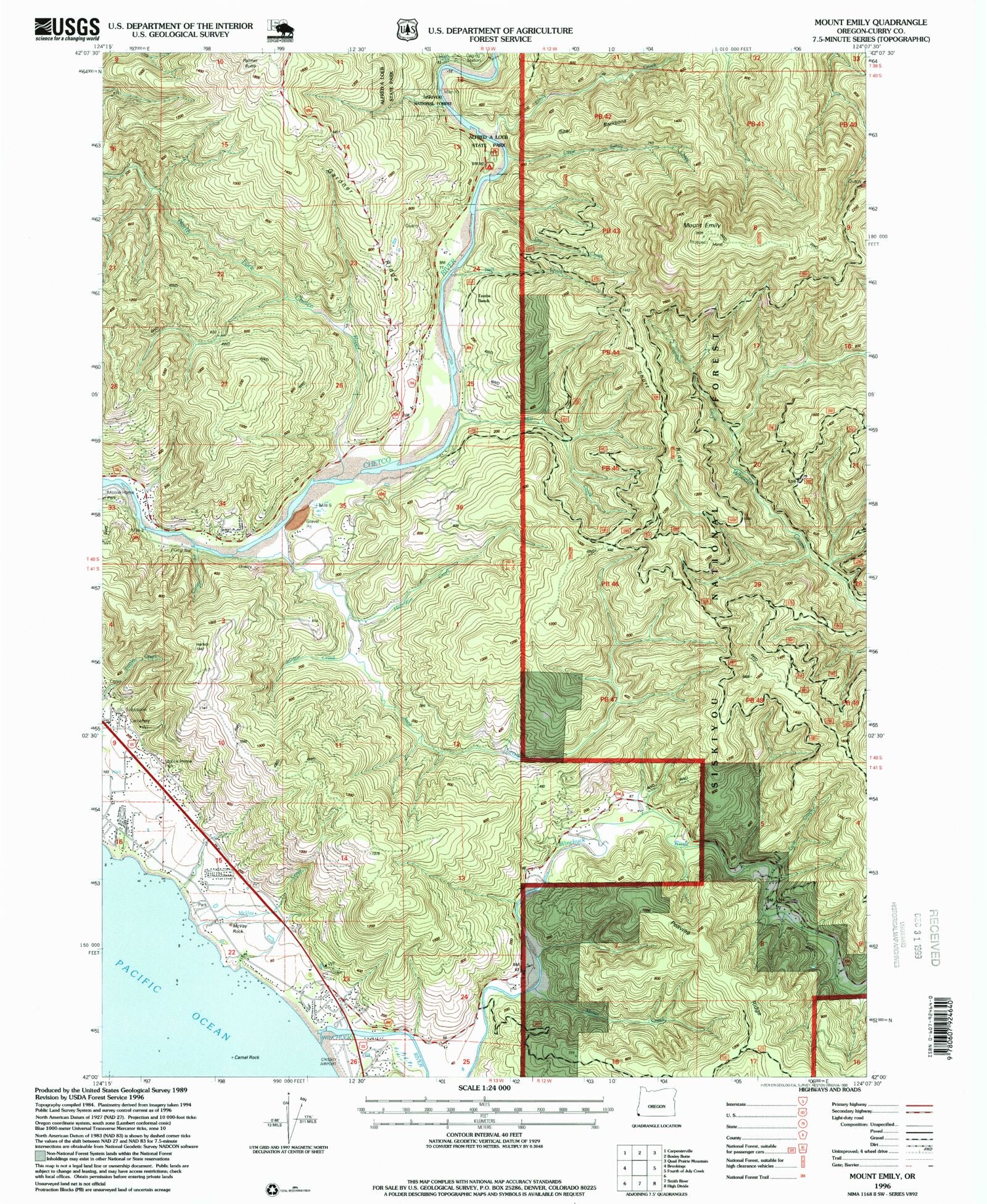 Classic USGS Mount Emily Oregon 7.5'x7.5' Topo Map – MyTopo Map Store