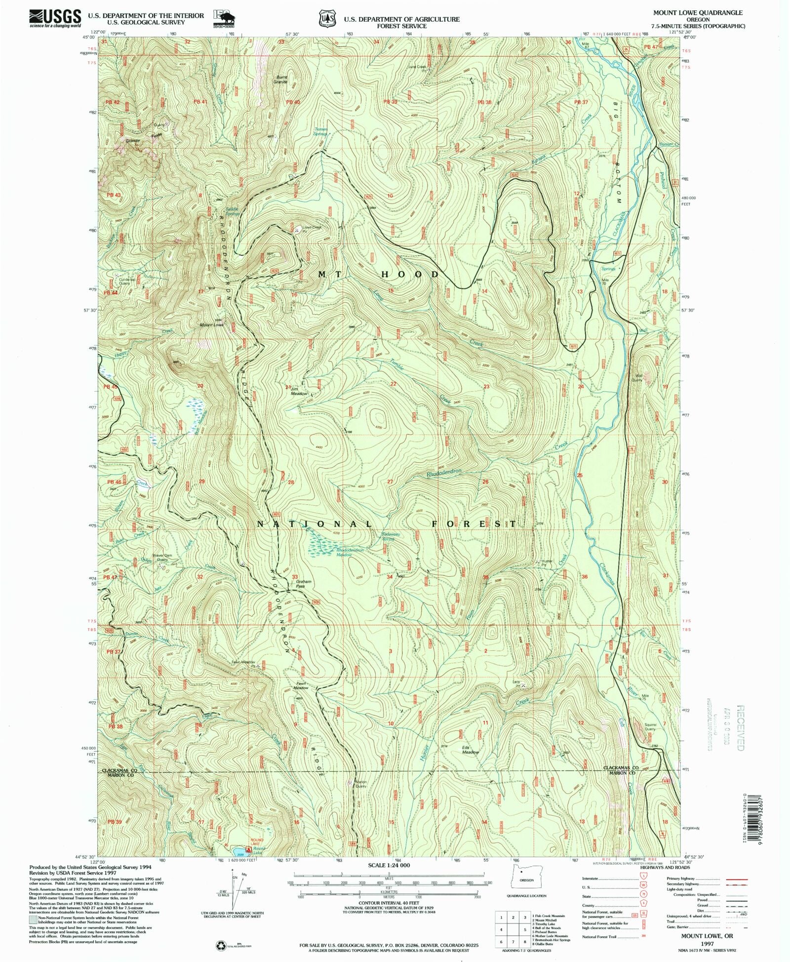 Classic USGS Mount Lowe Oregon 7.5'x7.5' Topo Map – MyTopo Map Store