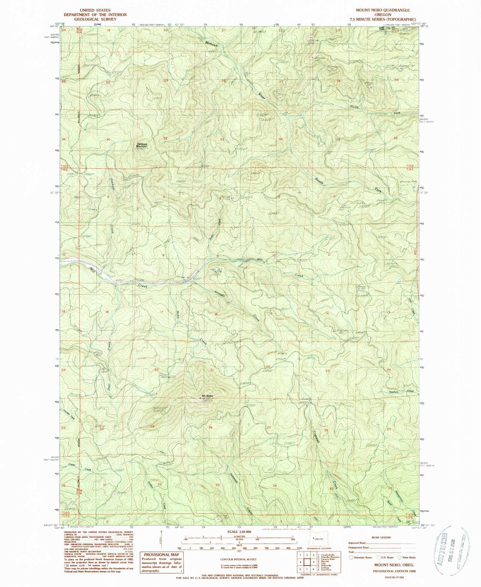 Classic USGS Mount Nebo Oregon 7.5'x7.5' Topo Map – MyTopo Map Store