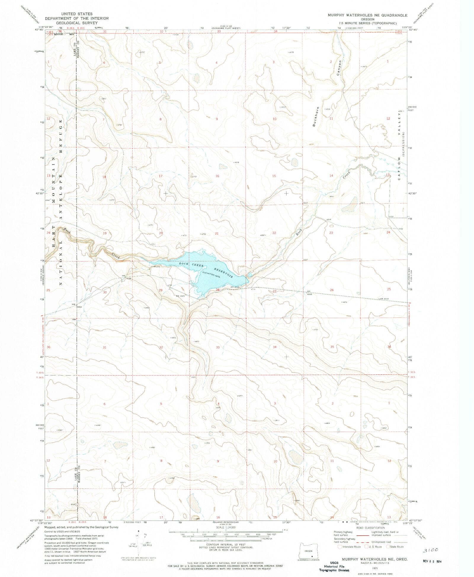 Classic USGS Murphy Waterholes NE Oregon 7.5'x7.5' Topo Map – MyTopo ...