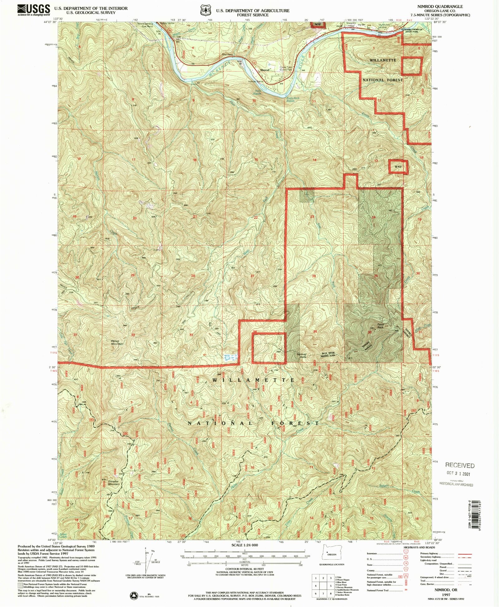 Classic USGS Nimrod Oregon 7.5'x7.5' Topo Map – MyTopo Map Store