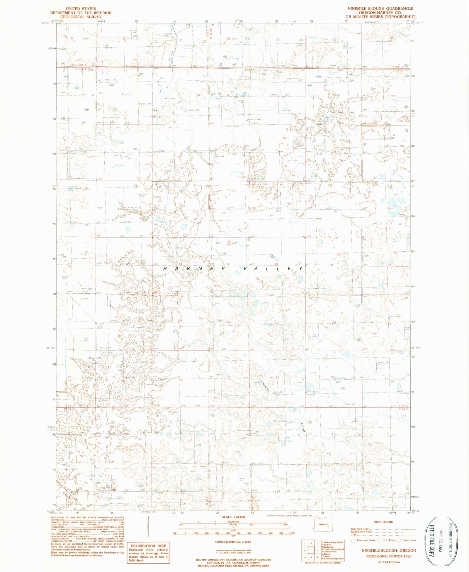 Classic USGS Ninemile Slough Oregon 7.5'x7.5' Topo Map – MyTopo Map Store