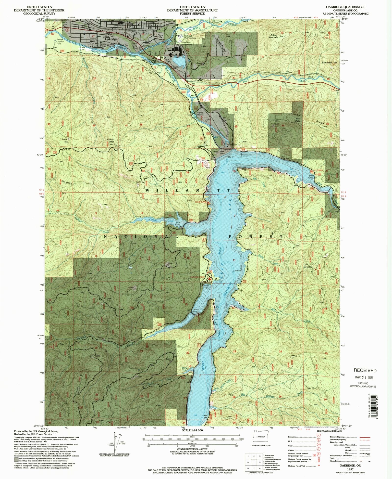 Classic USGS Oakridge Oregon 7.5'x7.5' Topo Map – MyTopo Map Store