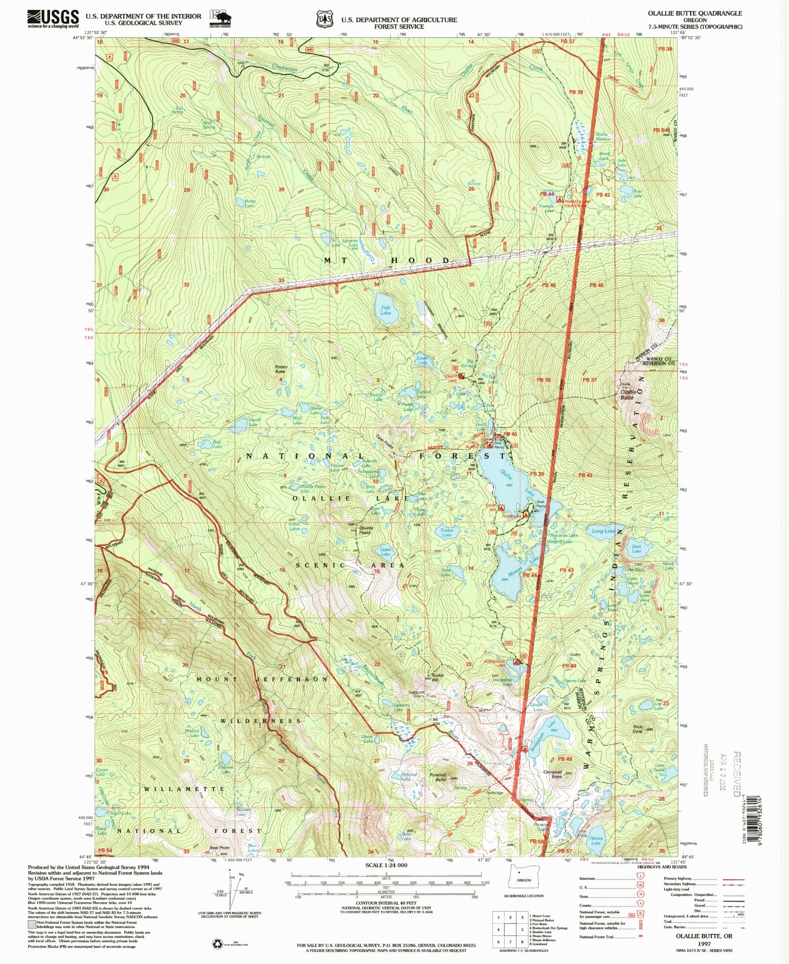 Classic USGS Olallie Butte Oregon 7.5'x7.5' Topo Map – MyTopo Map Store