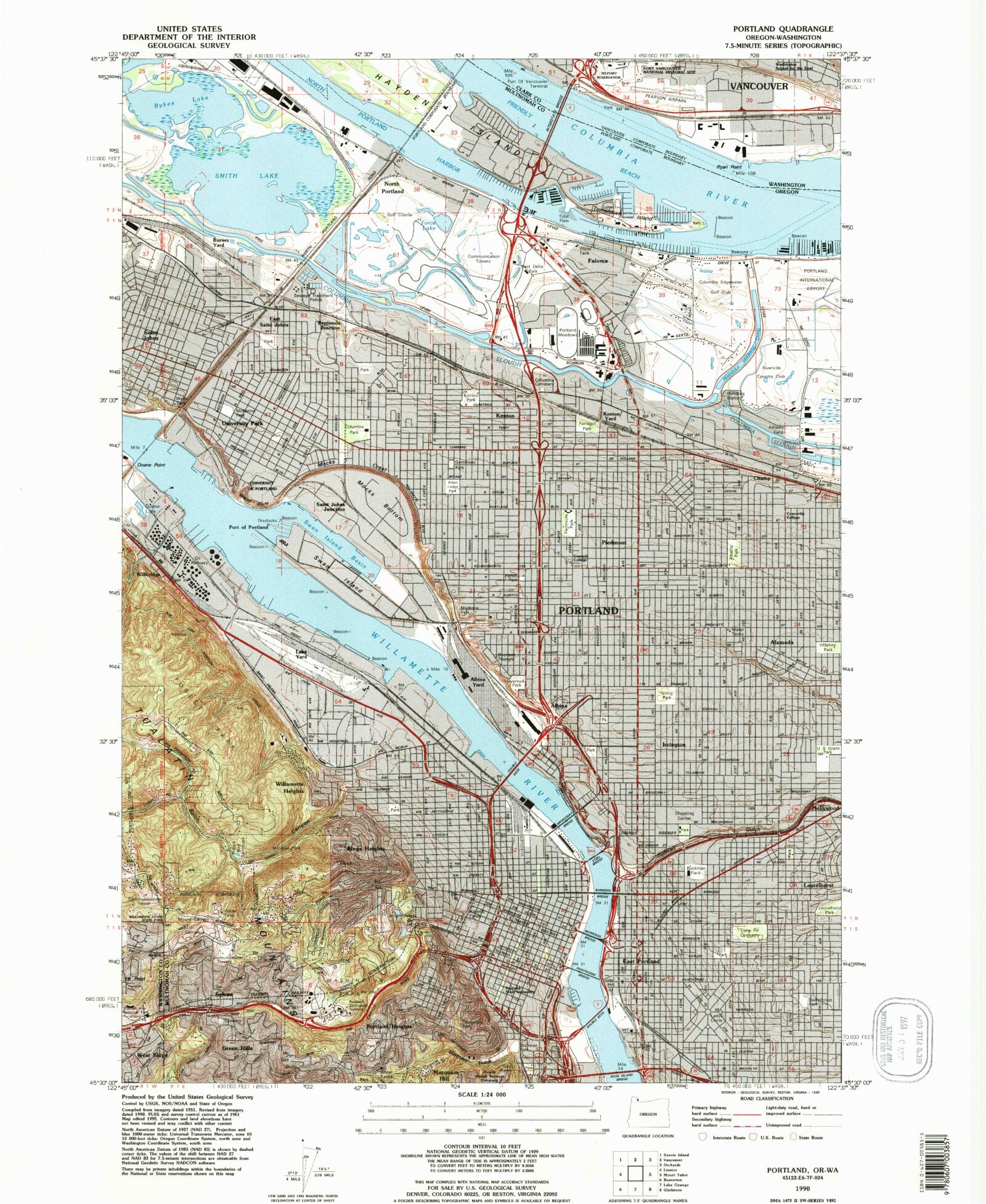 Classic USGS Portland Oregon 7.5'x7.5' Topo Map – MyTopo Map Store