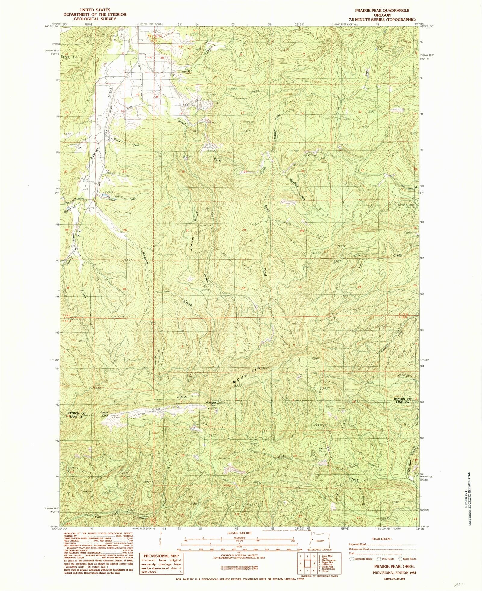 Classic USGS Prairie Peak Oregon 7.5'x7.5' Topo Map – MyTopo Map Store