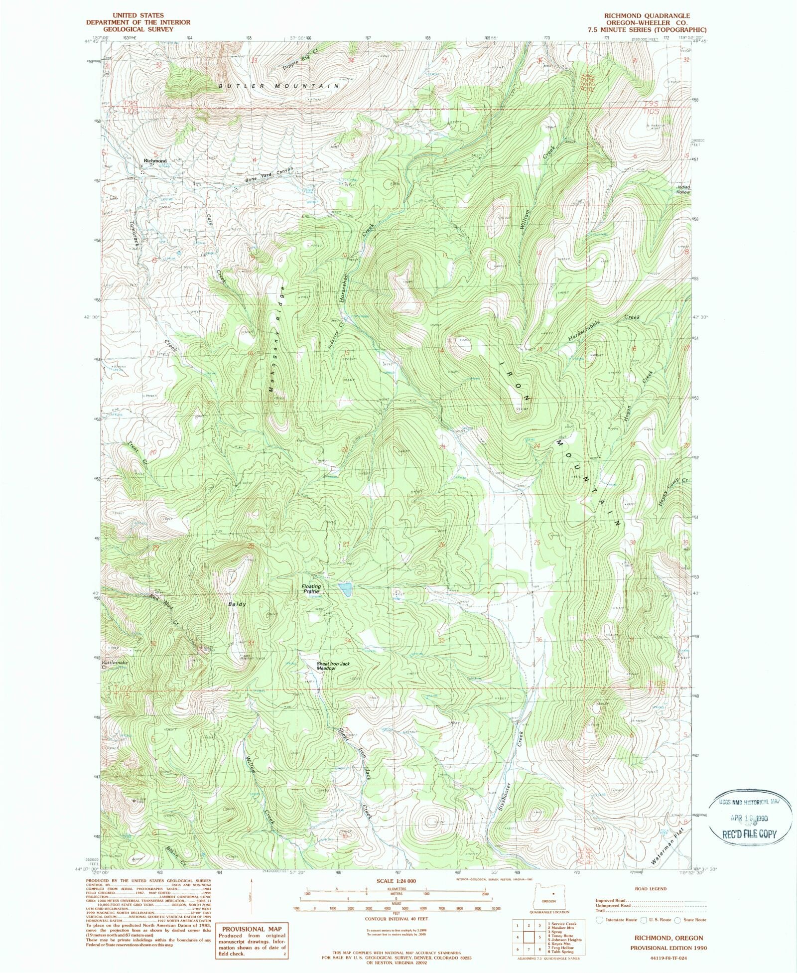 Classic USGS Richmond Oregon 7.5'x7.5' Topo Map – MyTopo Map Store