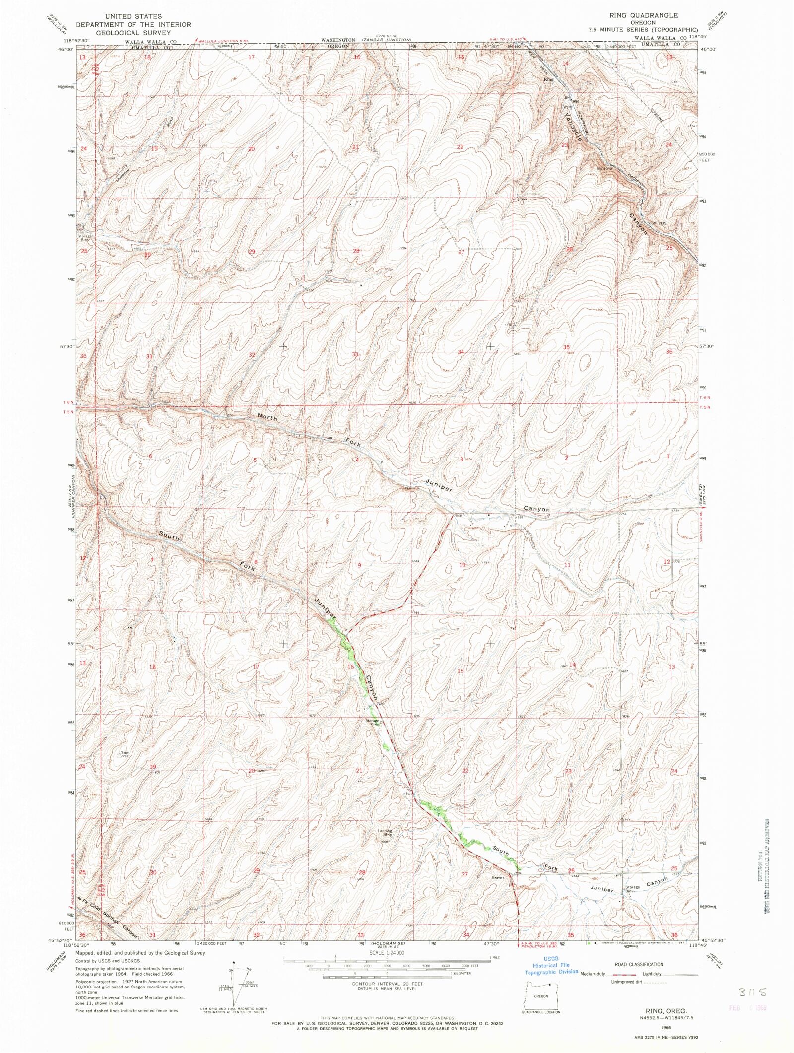 Classic USGS Ring Oregon 7.5'x7.5' Topo Map – MyTopo Map Store