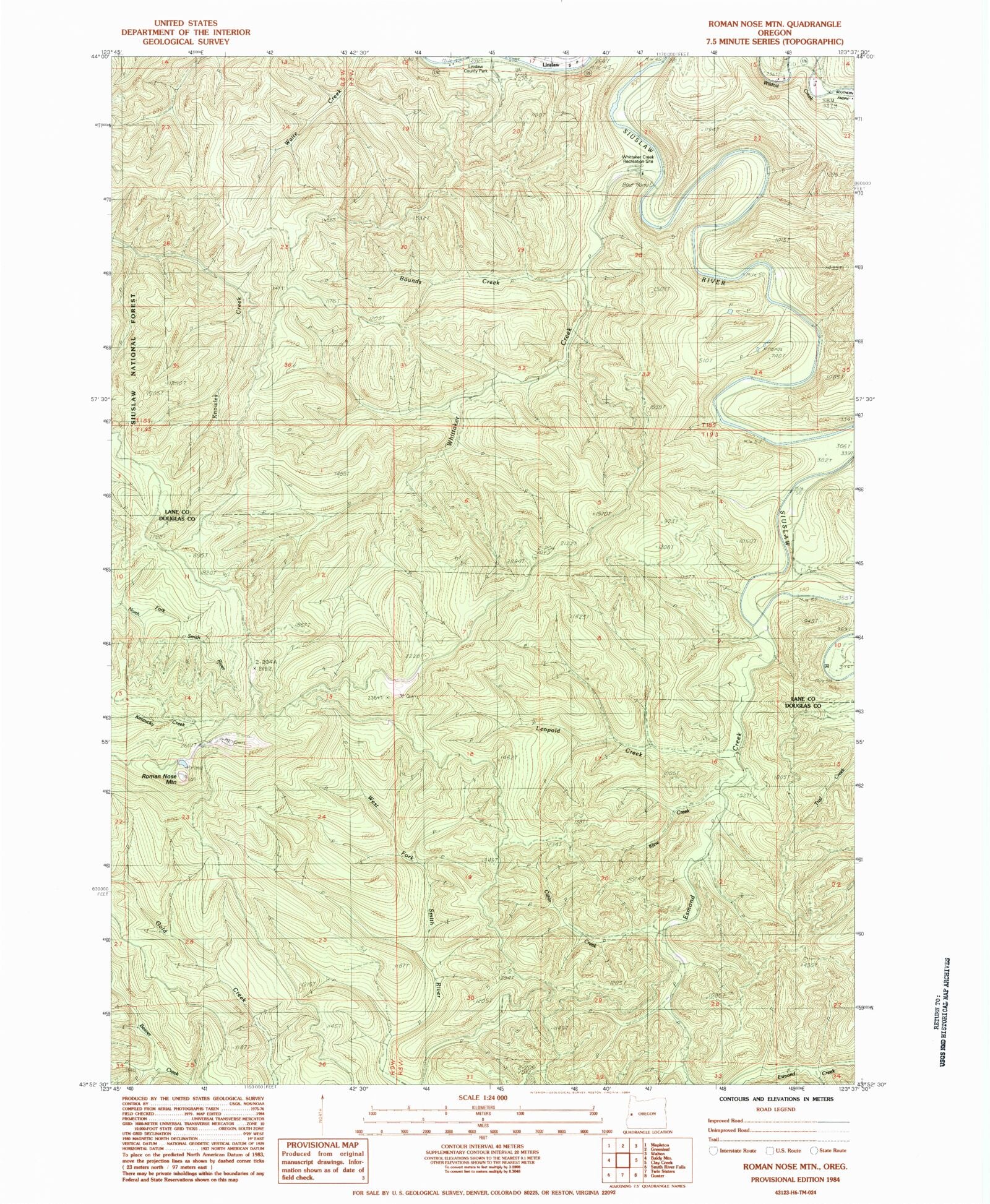 Classic USGS Roman Nose Mountain Oregon 7.5'x7.5' Topo Map – MyTopo Map ...