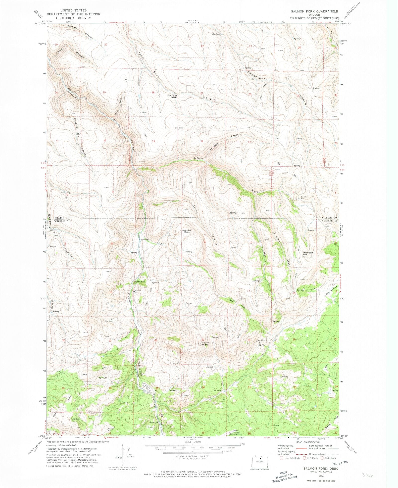 Classic USGS Salmon Fork Oregon 7.5'x7.5' Topo Map – MyTopo Map Store