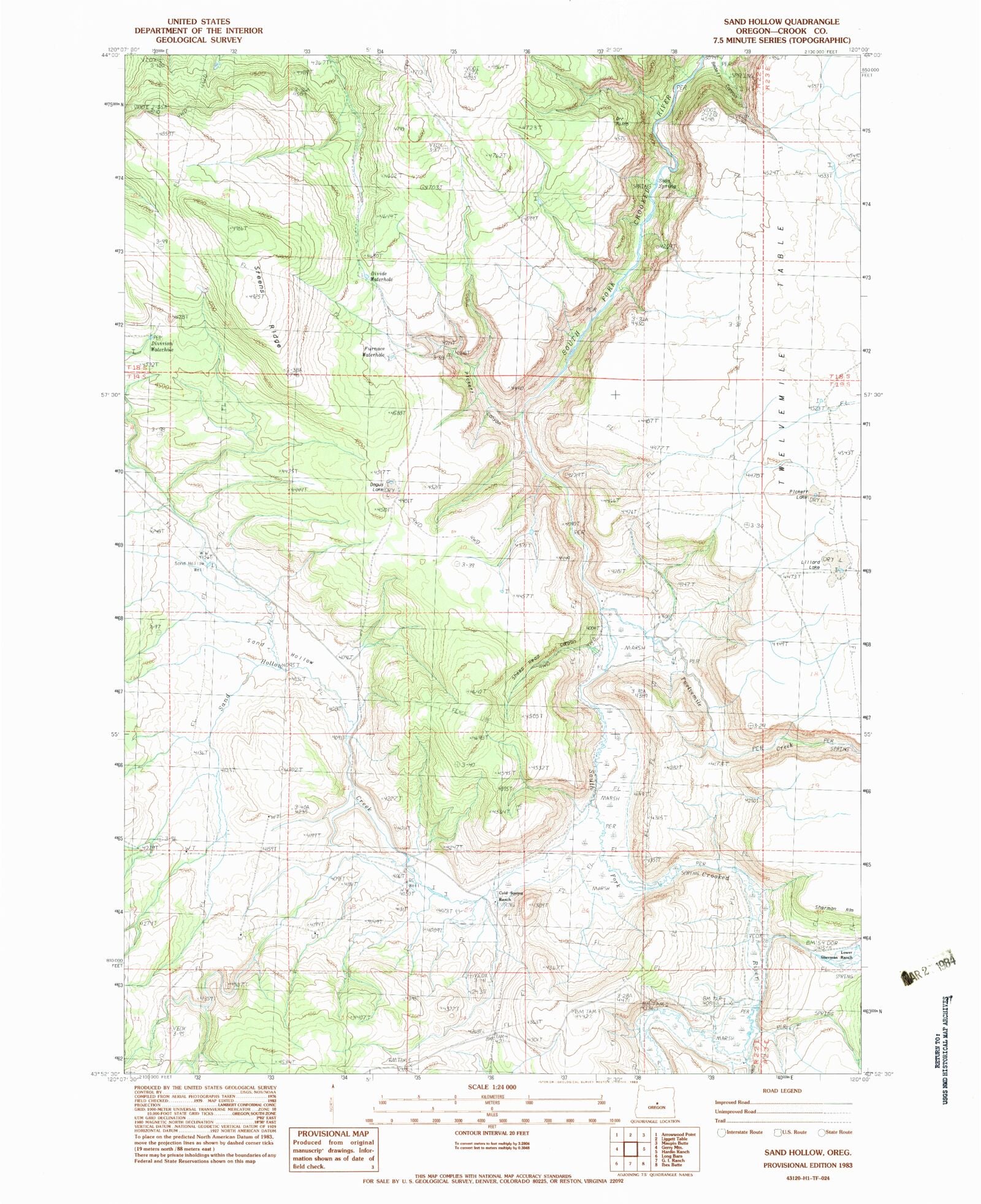 Classic USGS Sand Hollow Oregon 7.5'x7.5' Topo Map – MyTopo Map Store