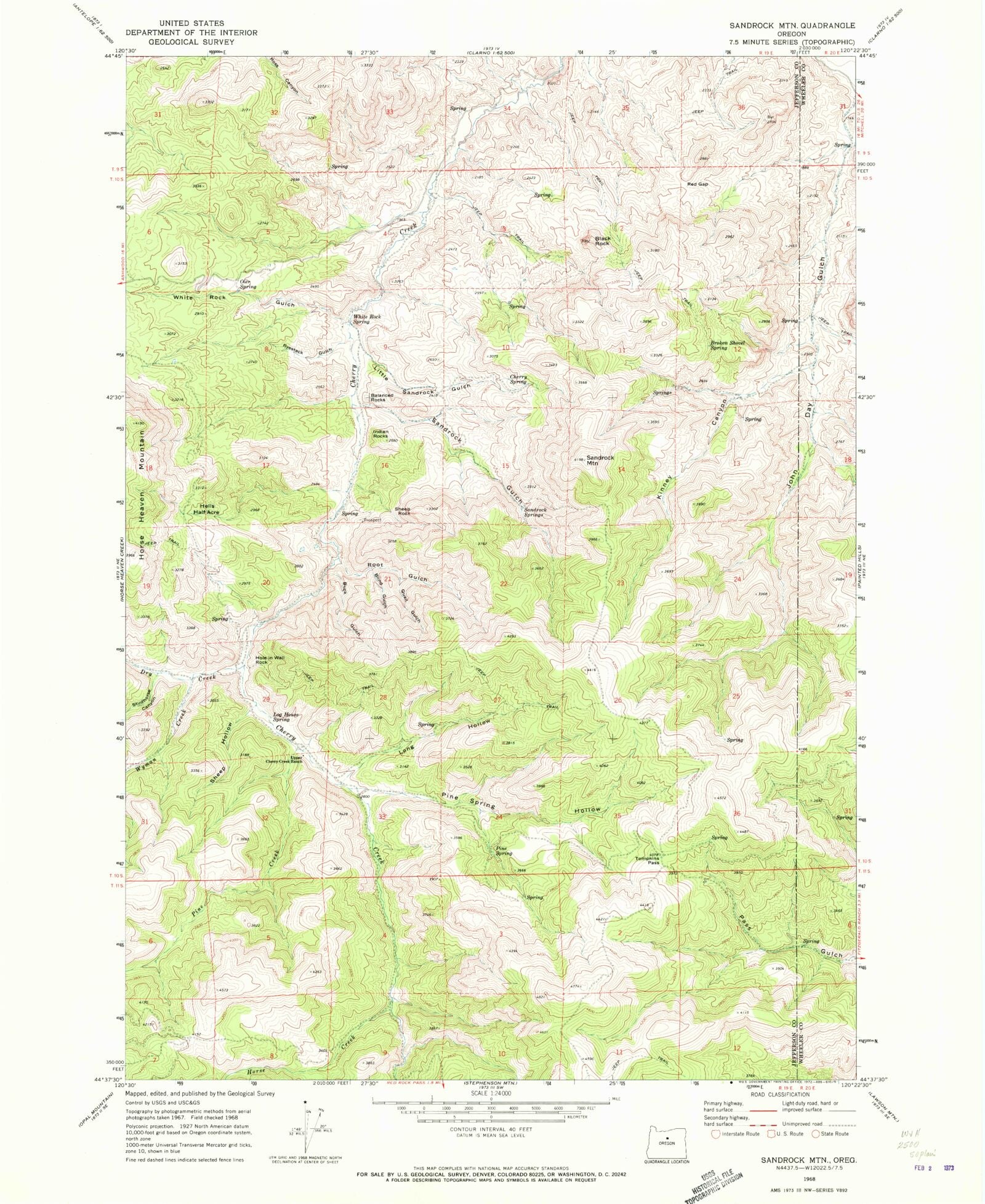Classic USGS Sandrock Mountain Oregon 7.5'x7.5' Topo Map – MyTopo Map Store