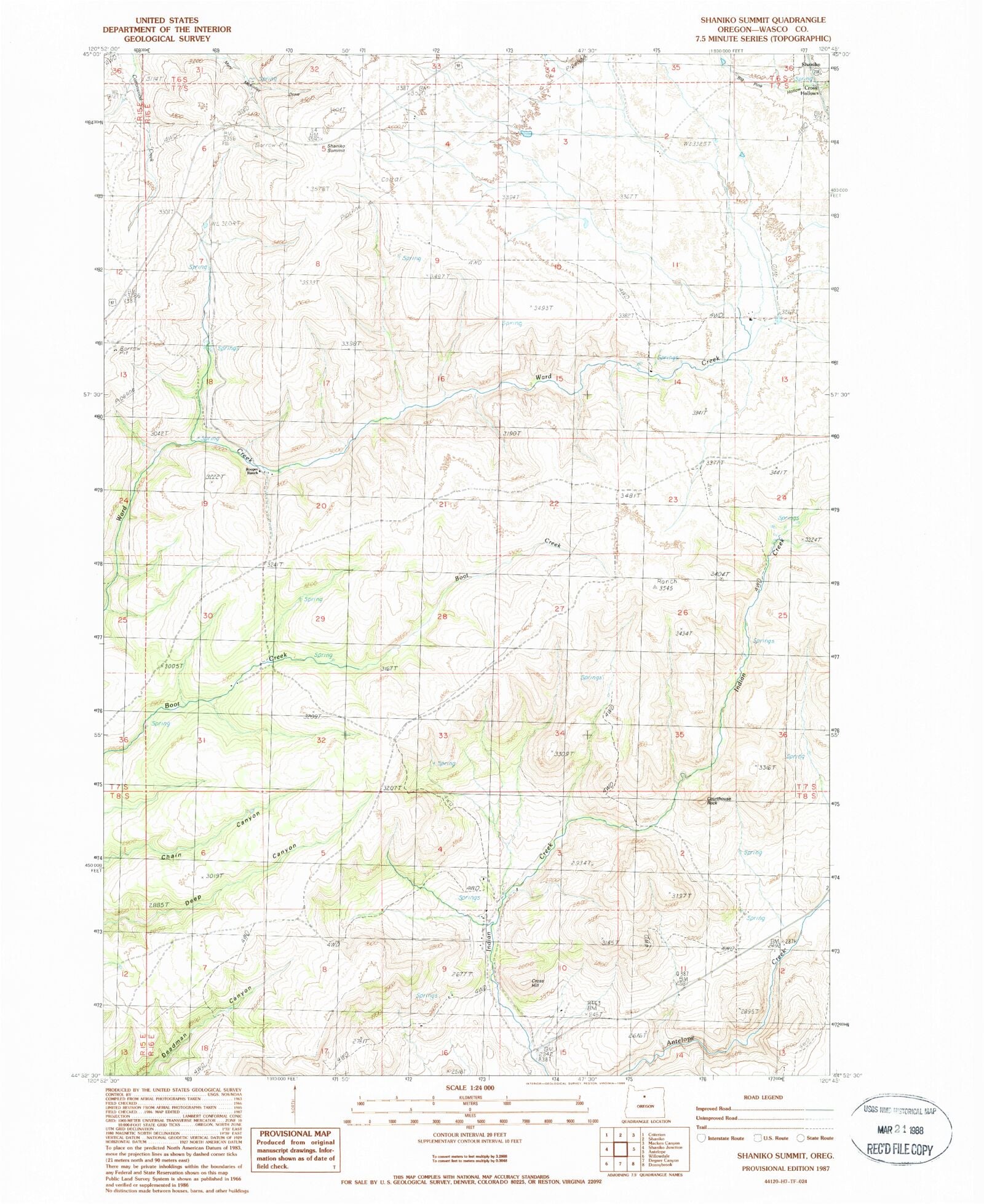 Classic USGS Shaniko Summit Oregon 7.5'x7.5' Topo Map – MyTopo Map Store