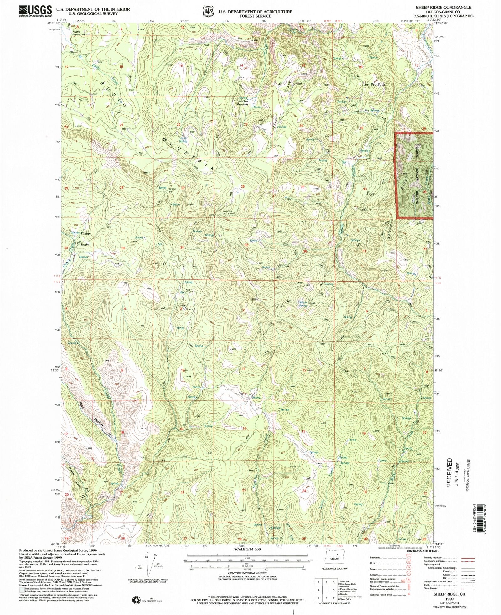Classic USGS Sheep Ridge Oregon 7.5'x7.5' Topo Map – MyTopo Map Store