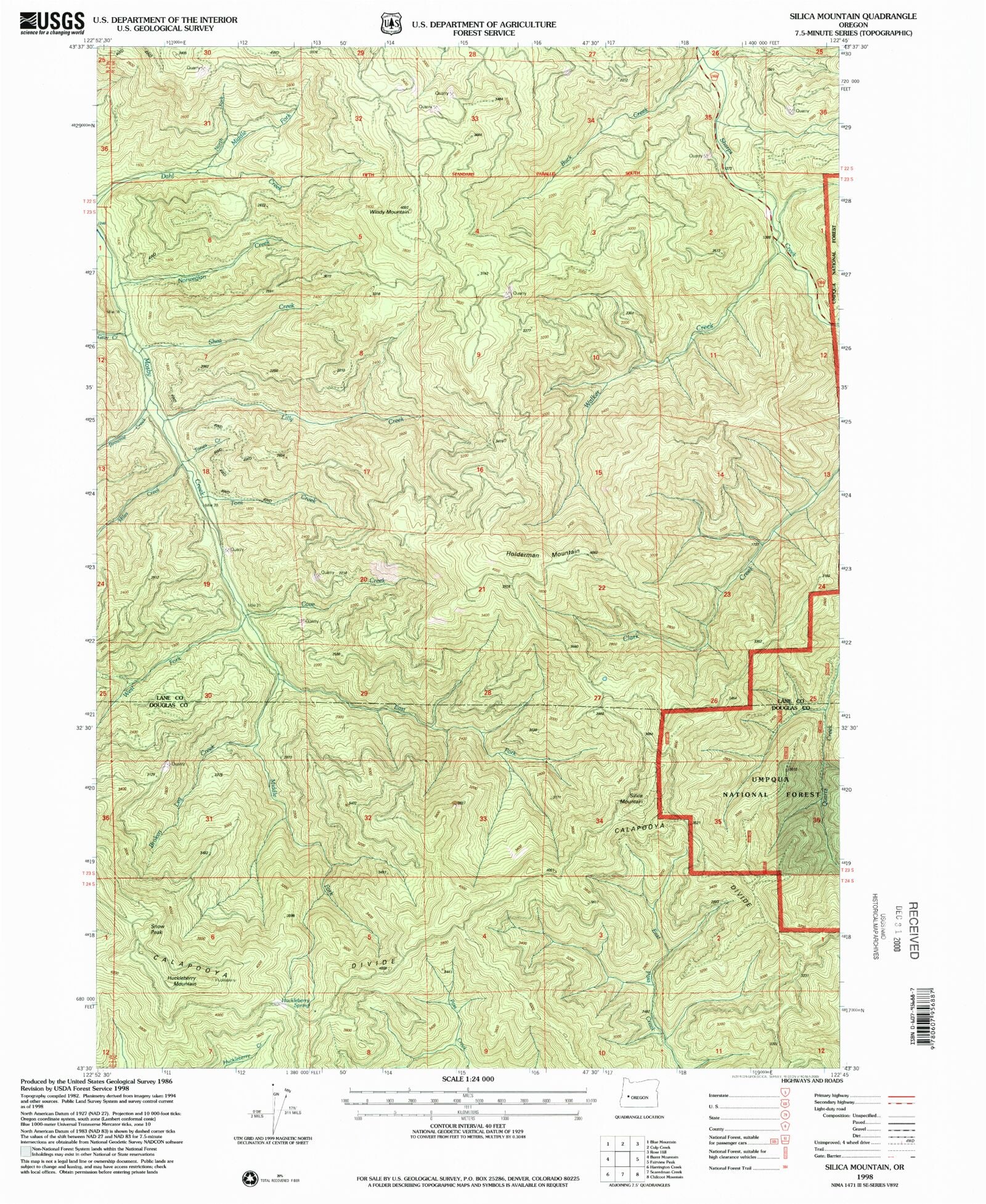 Classic USGS Silica Mountain Oregon 7.5'x7.5' Topo Map – MyTopo Map Store