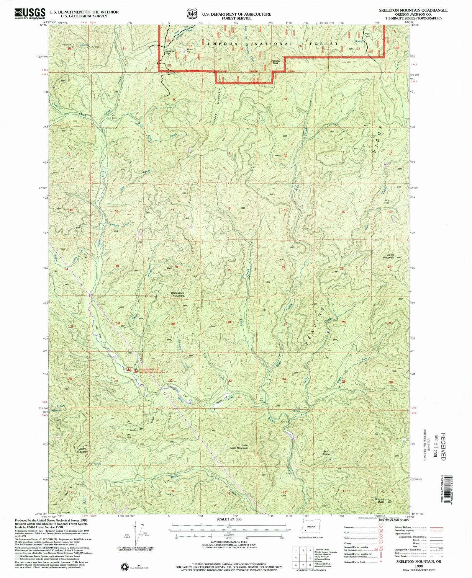 Classic USGS Skeleton Mountain Oregon 7.5'x7.5' Topo Map – MyTopo Map Store
