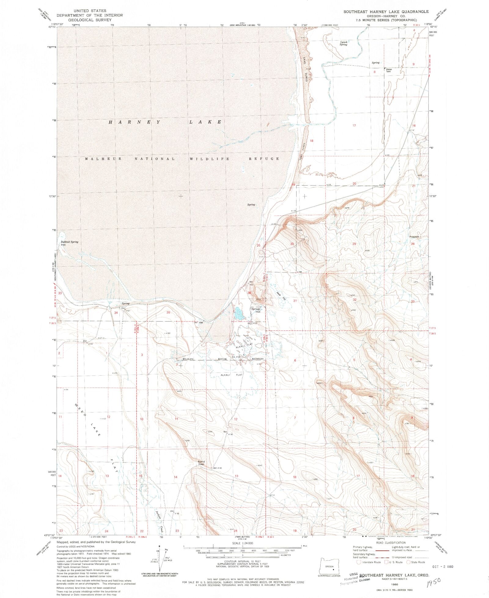 Classic USGS Southeast Harney Lake Oregon 7.5'x7.5' Topo Map – MyTopo ...