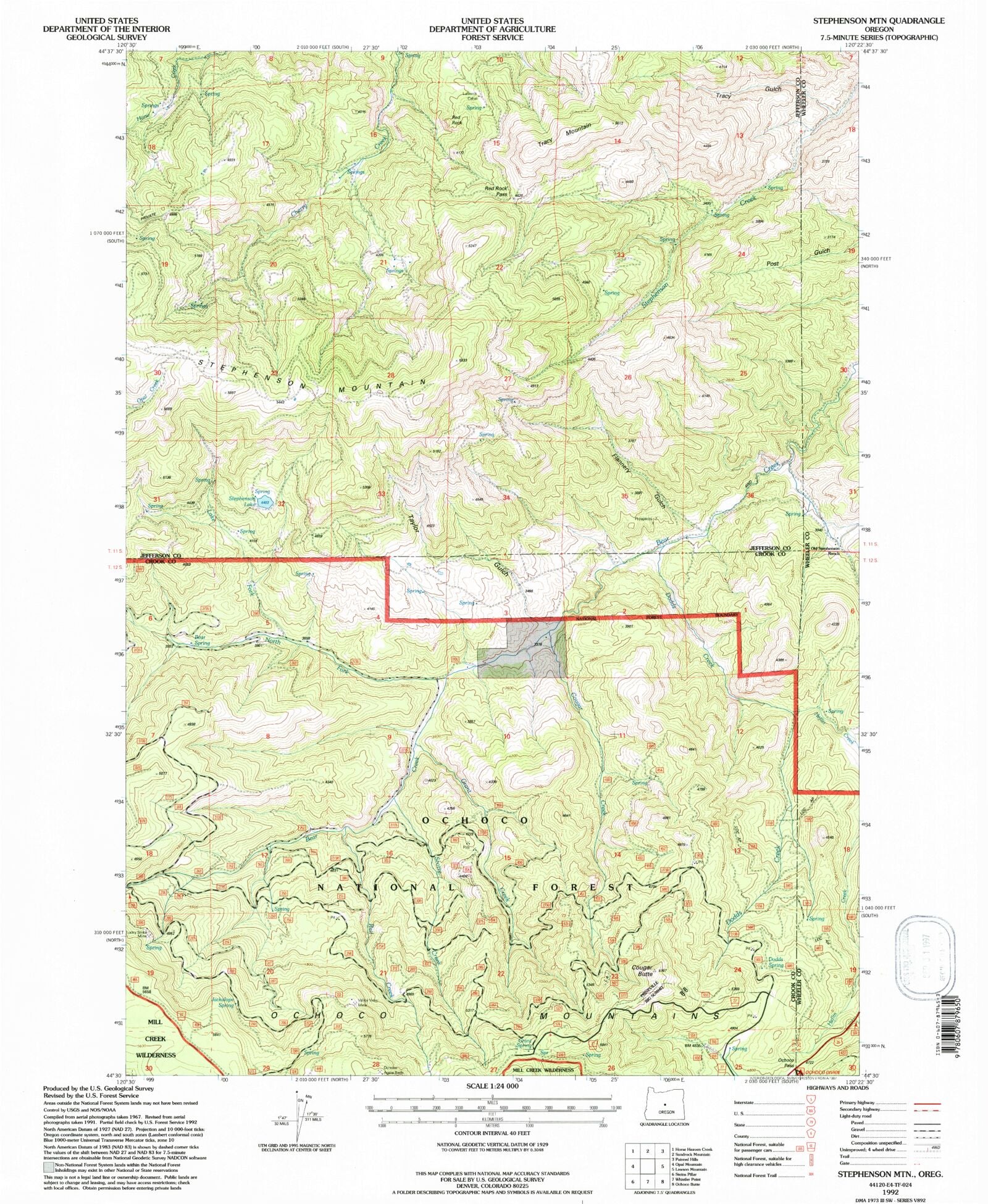 Classic USGS Stephenson Mountain Oregon 7.5'x7.5' Topo Map – MyTopo Map ...