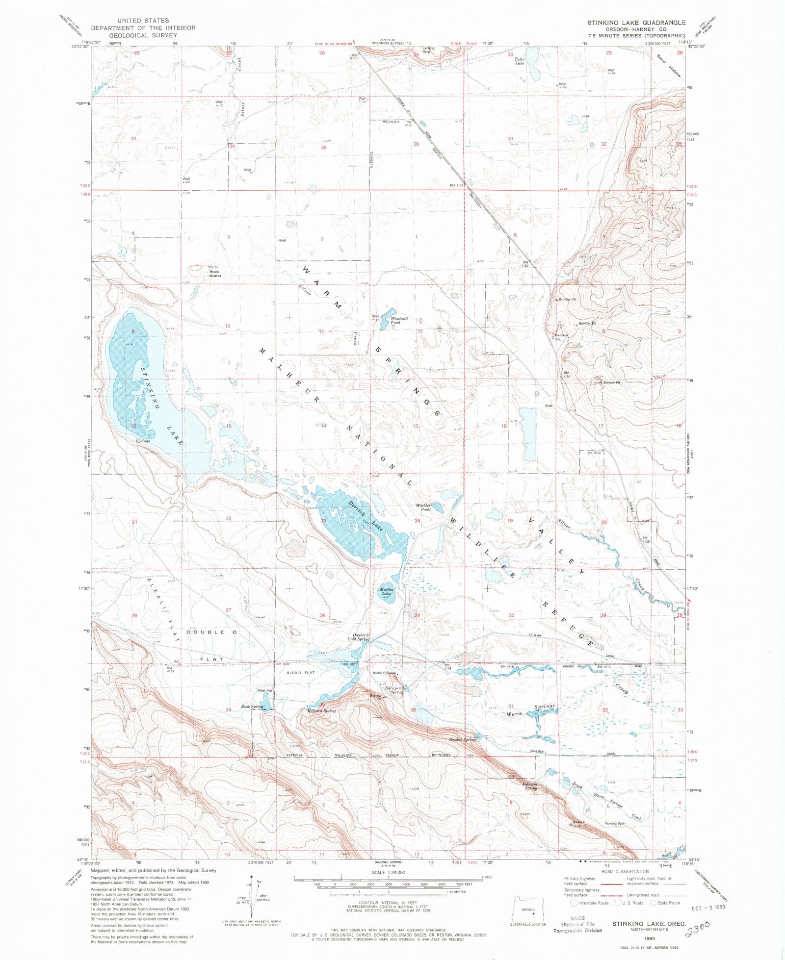 Classic USGS Stinking Lake Oregon 7.5'x7.5' Topo Map – MyTopo Map Store