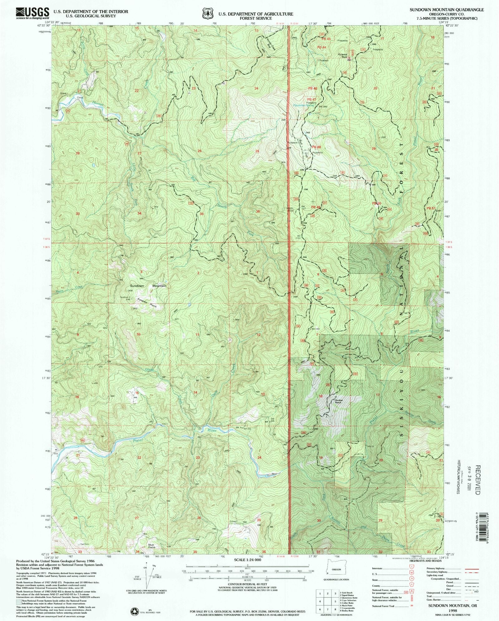 Classic USGS Sundown Mountain Oregon 7.5'x7.5' Topo Map – MyTopo Map Store