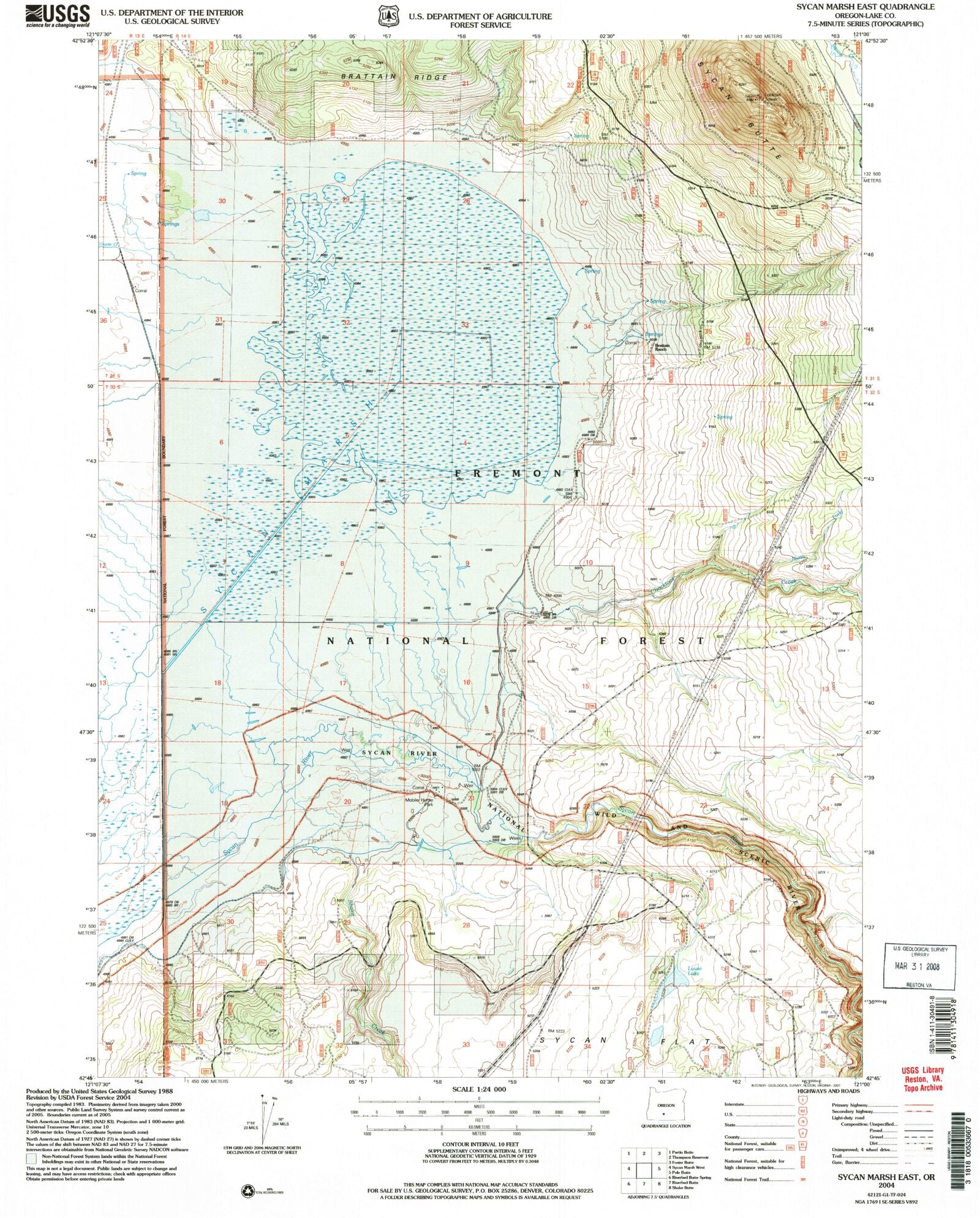Classic USGS Sycan Marsh East Oregon 7.5'x7.5' Topo Map – MyTopo Map Store