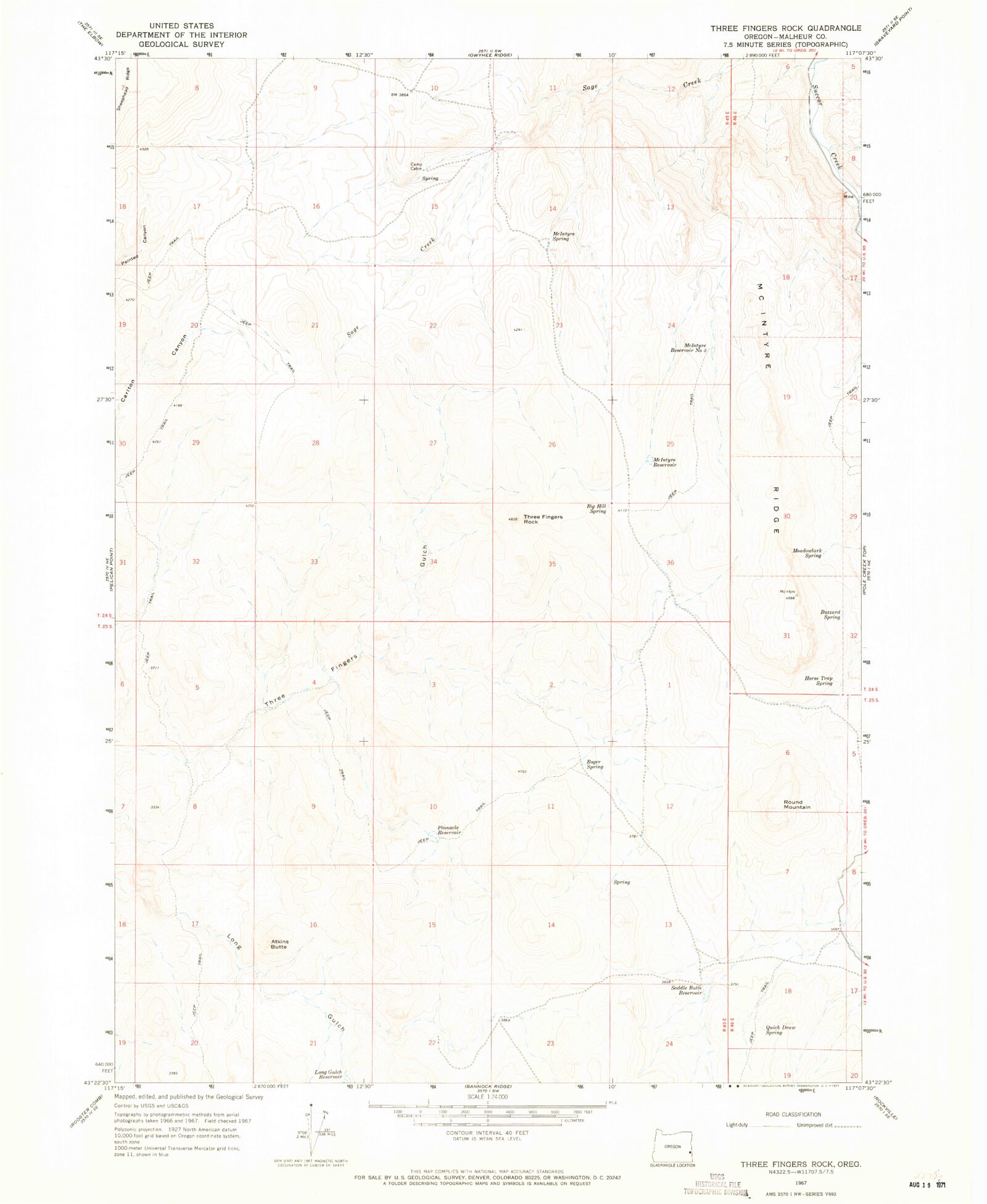 Classic USGS Three Fingers Rock Oregon 7.5'x7.5' Topo Map – MyTopo Map ...