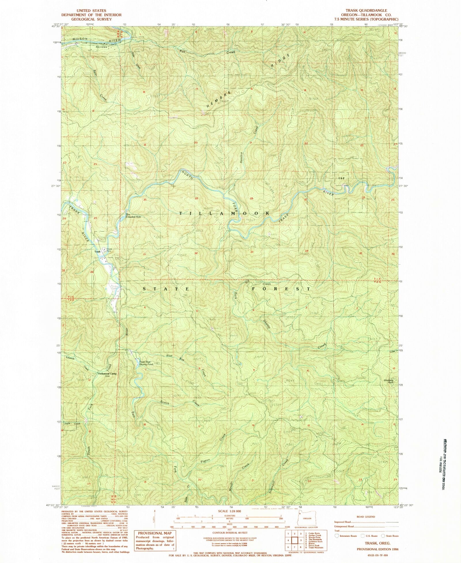 Classic USGS Trask Oregon 7.5'x7.5' Topo Map – MyTopo Map Store