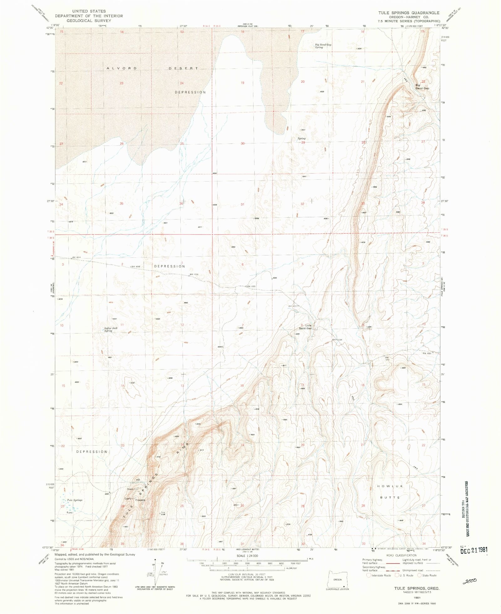 Classic USGS Tule Springs Oregon 7.5'x7.5' Topo Map – MyTopo Map Store