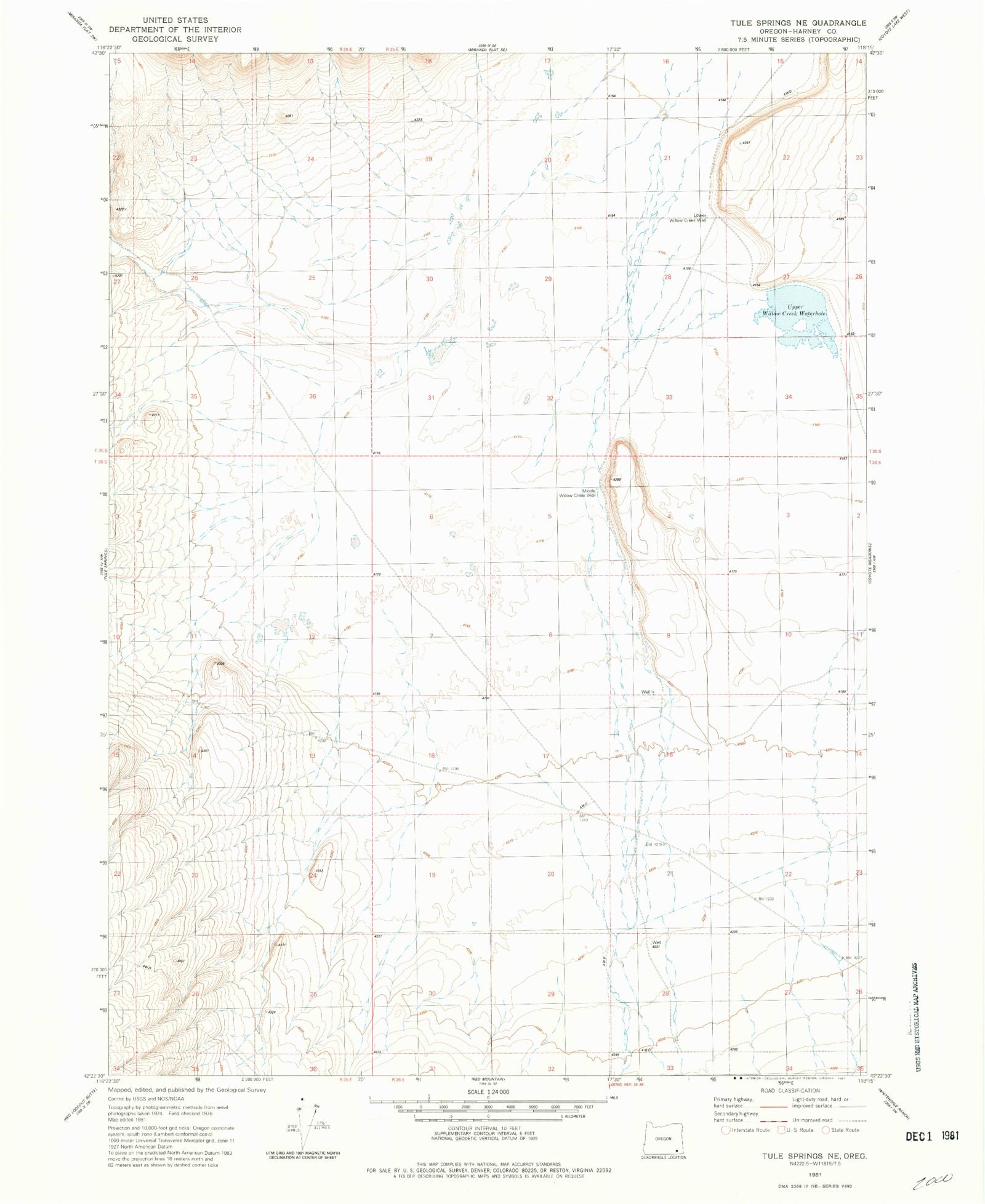 Classic USGS Tule Springs NE Oregon 7.5'x7.5' Topo Map – MyTopo Map Store