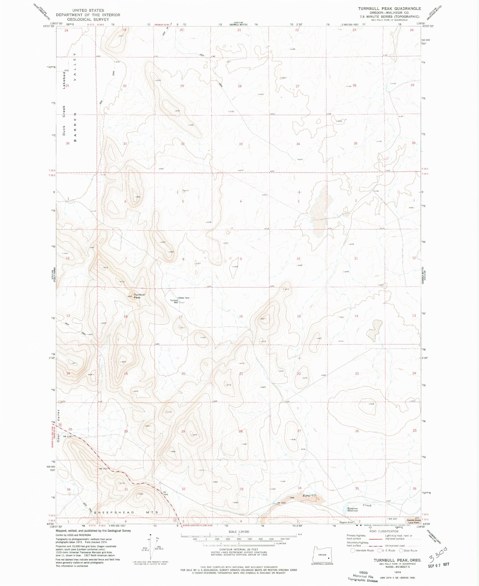 Classic USGS Turnbull Peak Oregon 7.5'x7.5' Topo Map – MyTopo Map Store